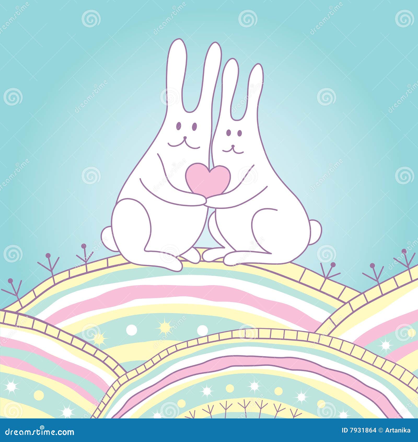 Rabbits with heart stock vector. Illustration of rabbit - 7931864