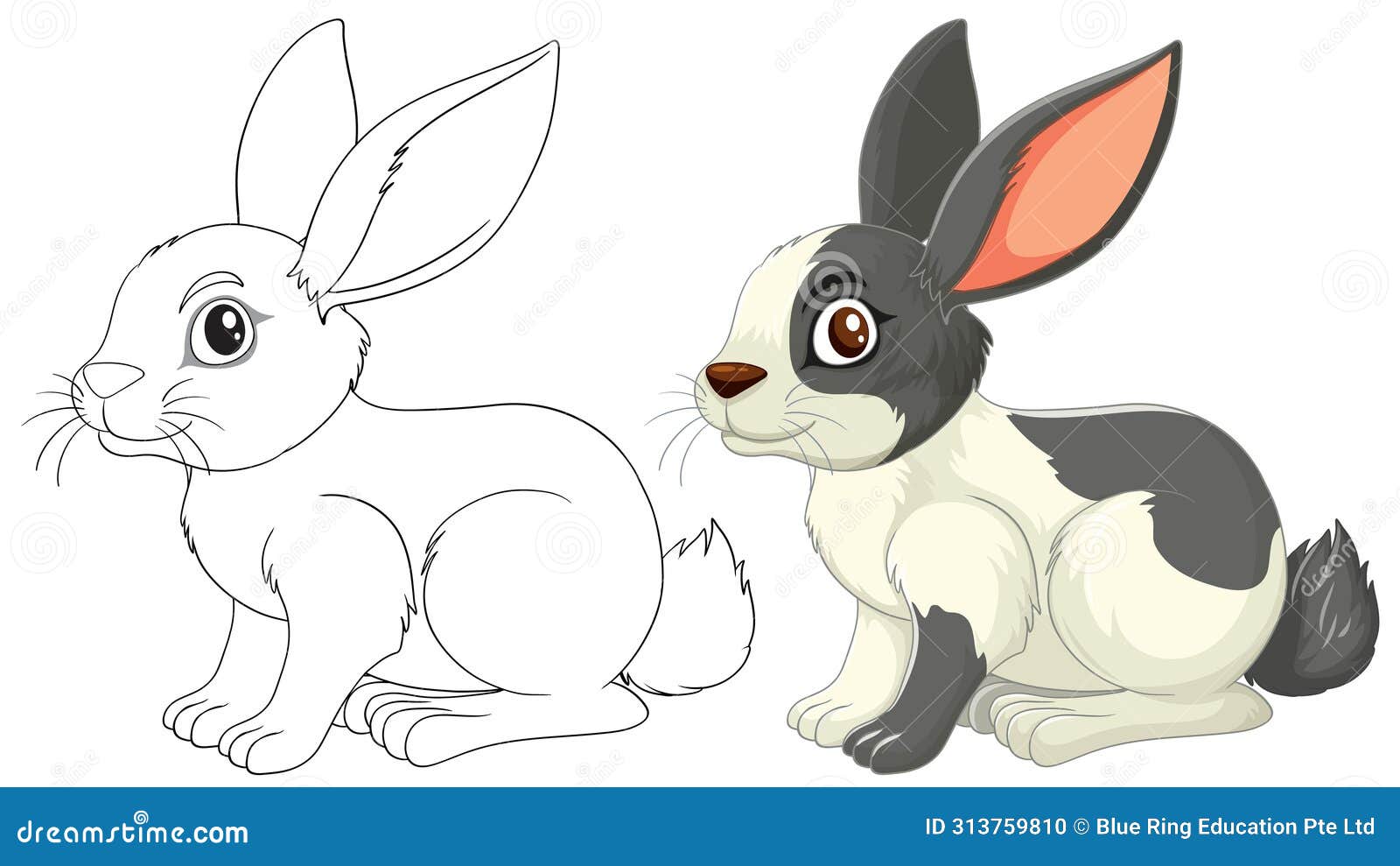 Rabbits Illustrated in Vector Style Stock Vector - Illustration of ...