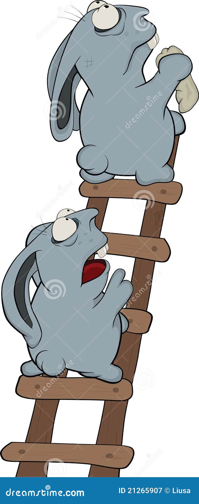Rabbits on a ladder stock vector. Illustration of friendship - 21265907