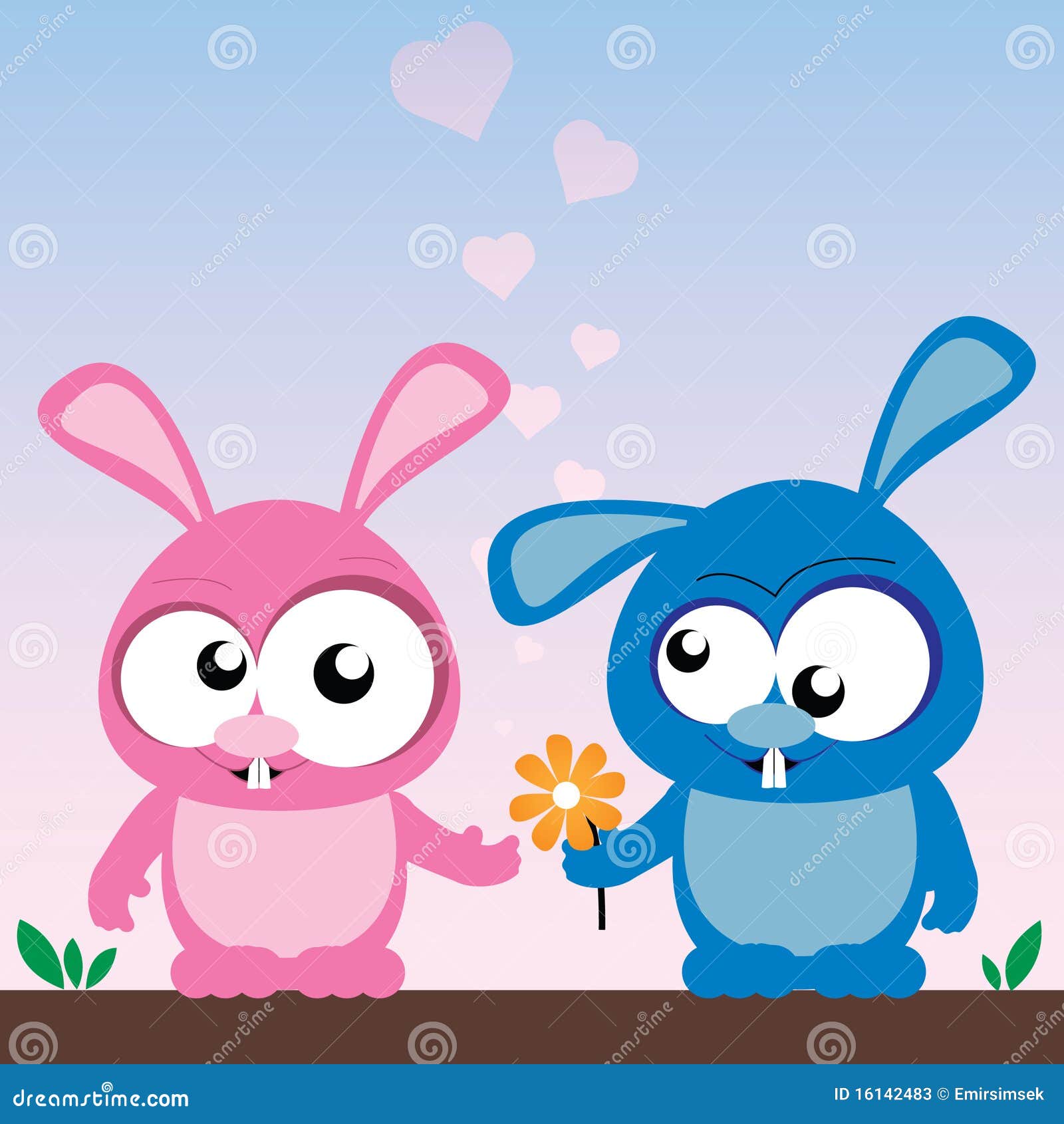 Rabbits in Love stock vector. Illustration of engagement - 16142483