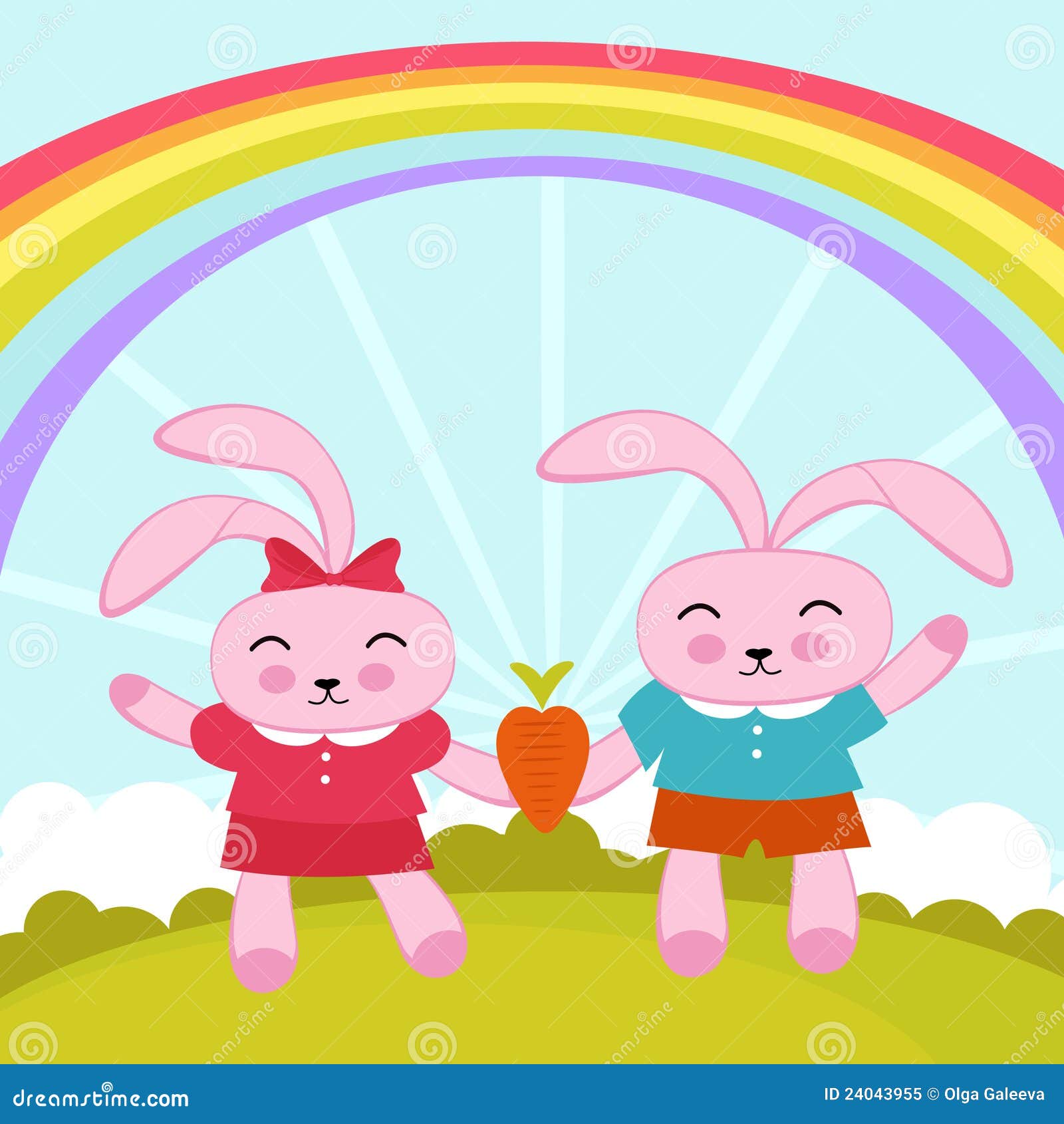 Rabbits in love stock vector. Illustration of childlike - 24043955