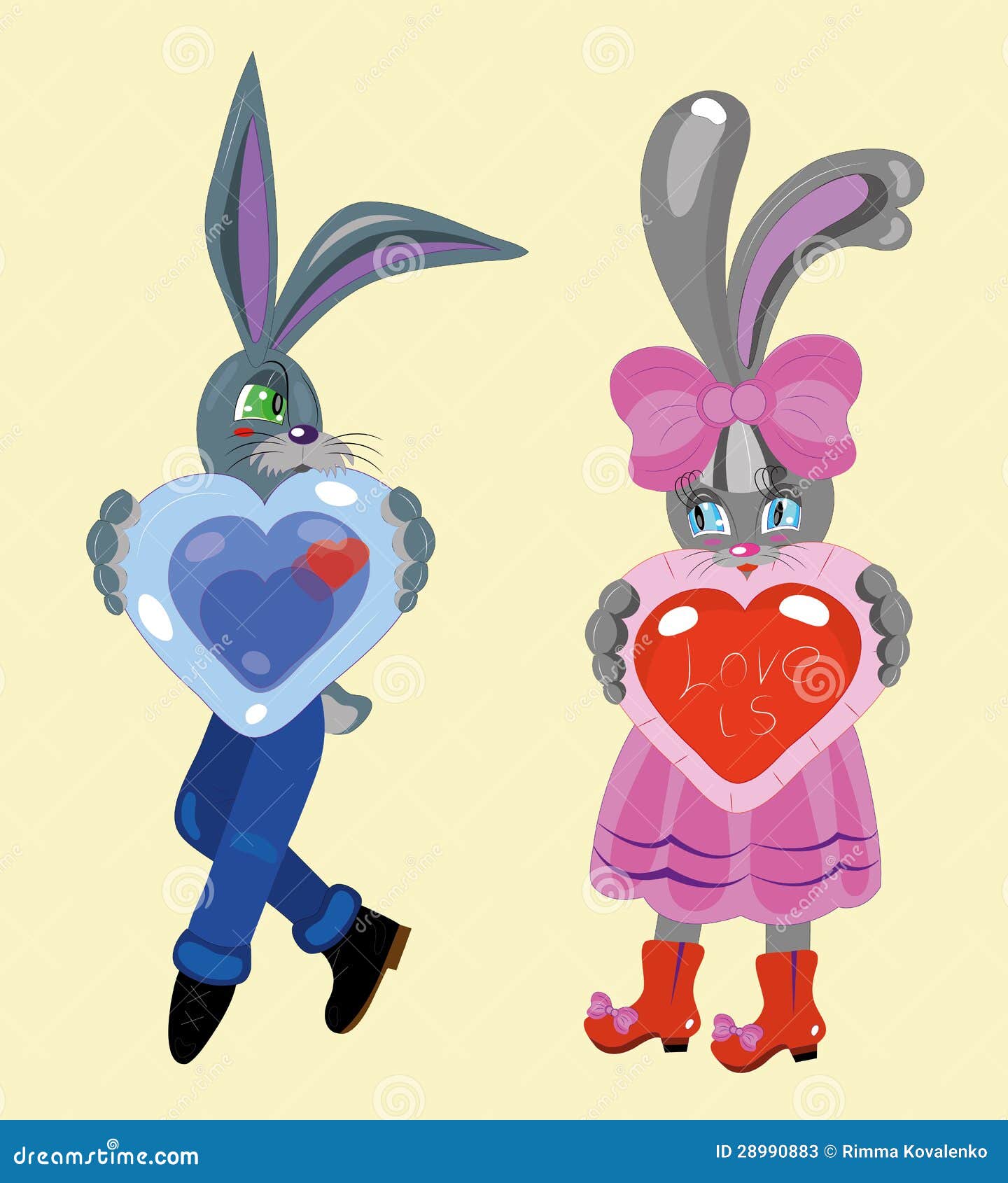 Rabbits in love. stock vector. Illustration of blue, dress - 28990883