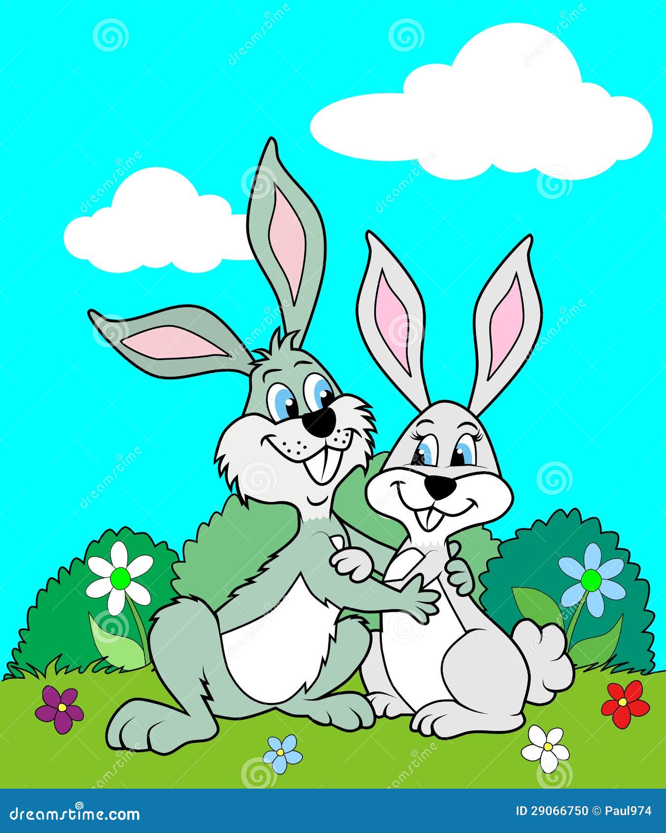 Rabbits in love stock vector. Illustration of love, painting - 29066750