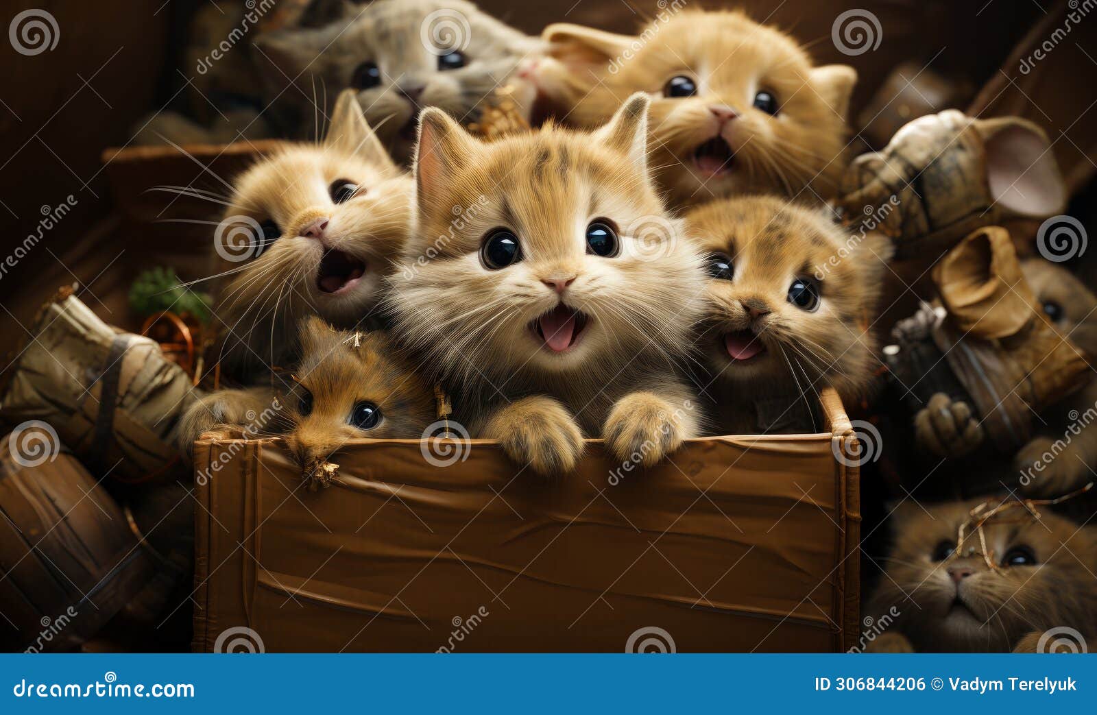 Rabbits in a Pile of Boxes. a Group of Kittens that are Sitting in a ...