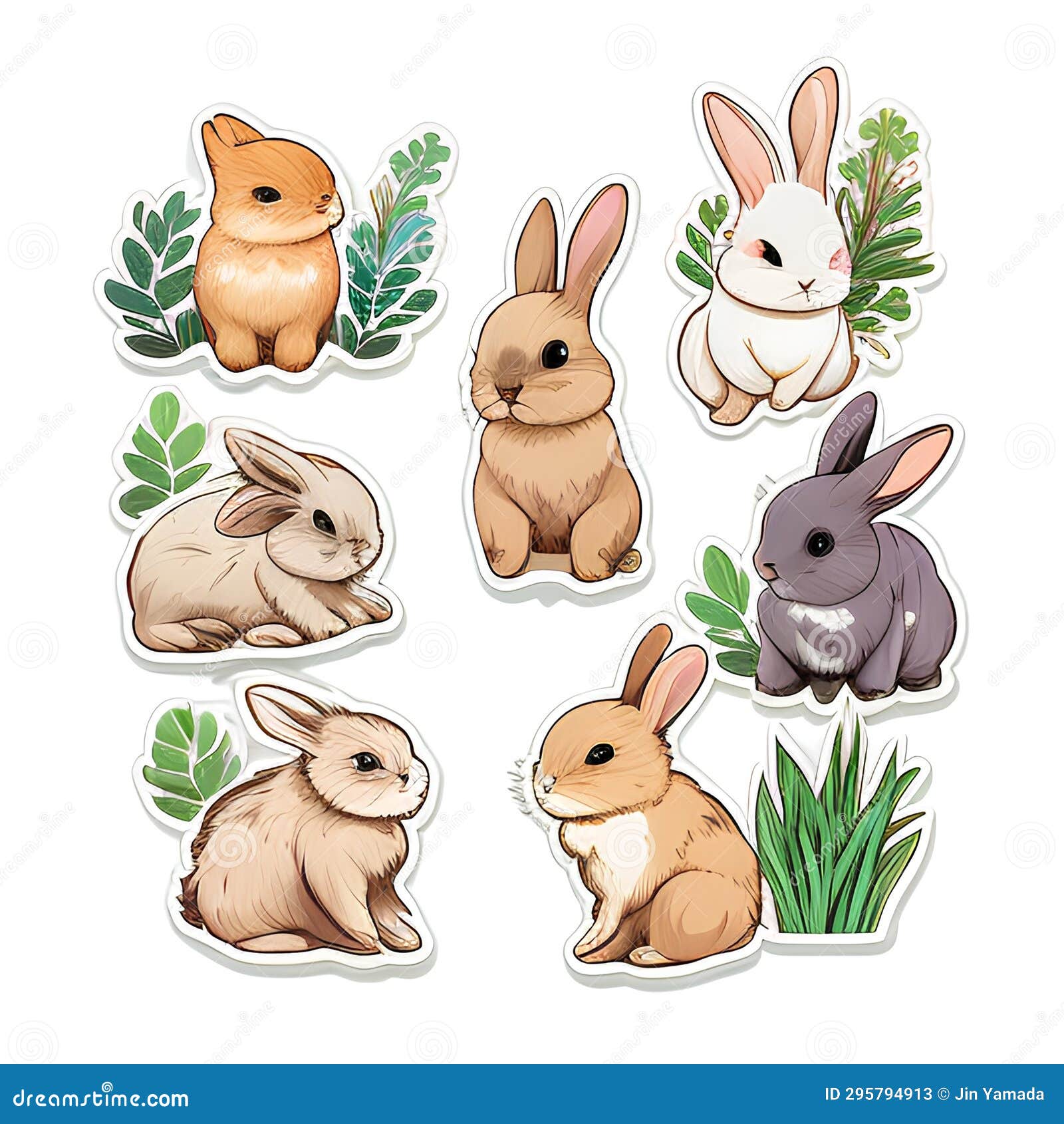 Rabbits. Set of Cute Bunnies. Vector Illustration Stock Illustration ...