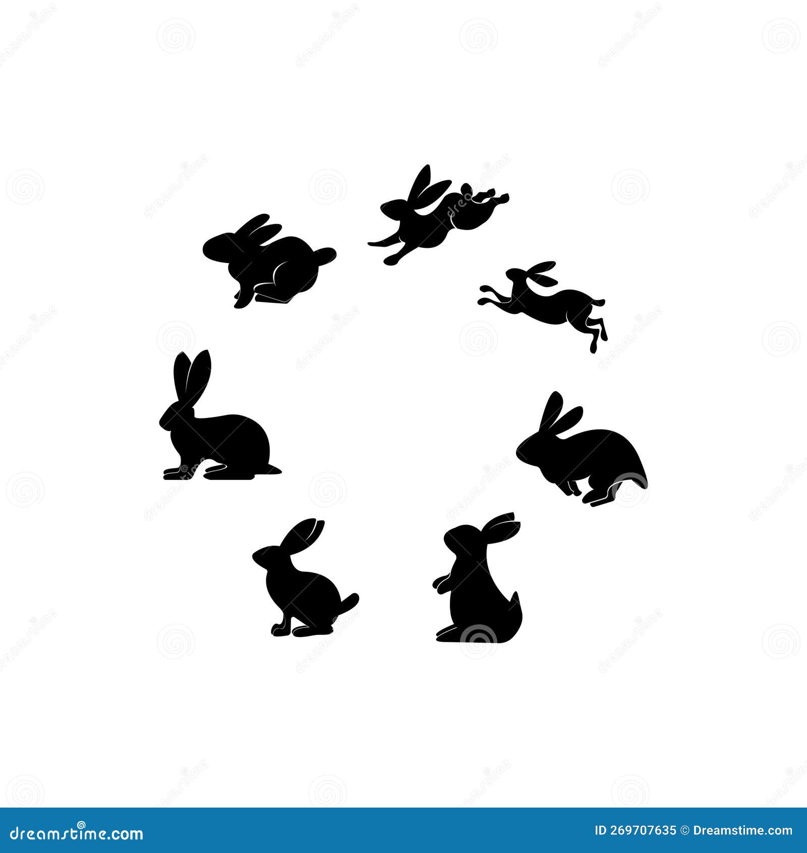 Rabbits Set, Isolated on White Background Stock Illustration ...