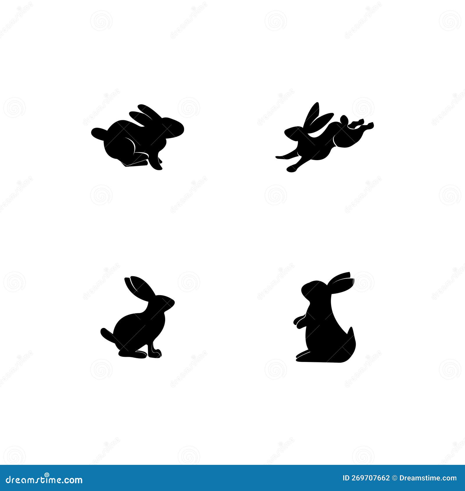 Rabbits Set, Isolated on White Background Stock Photo - Image of ...