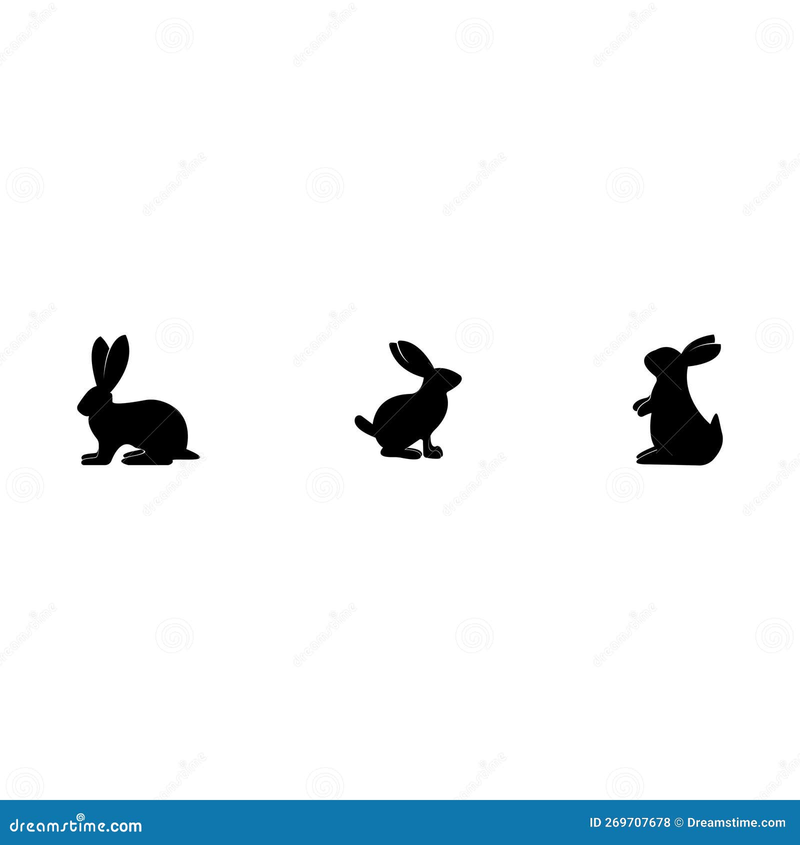 Rabbits Set, Isolated on White Background Stock Illustration ...