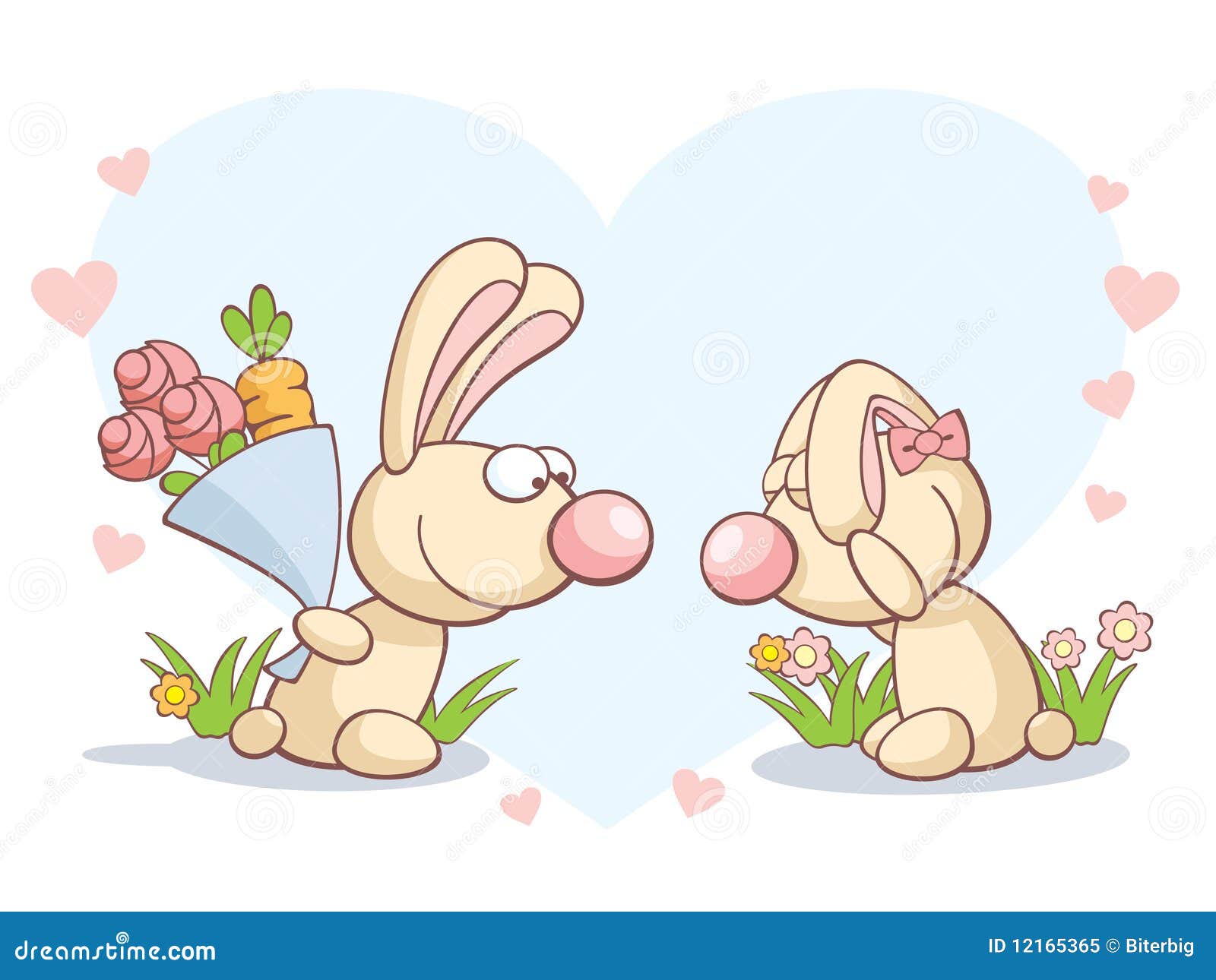 Rabbits on Valentine s Day stock vector. Illustration of rose - 12165365
