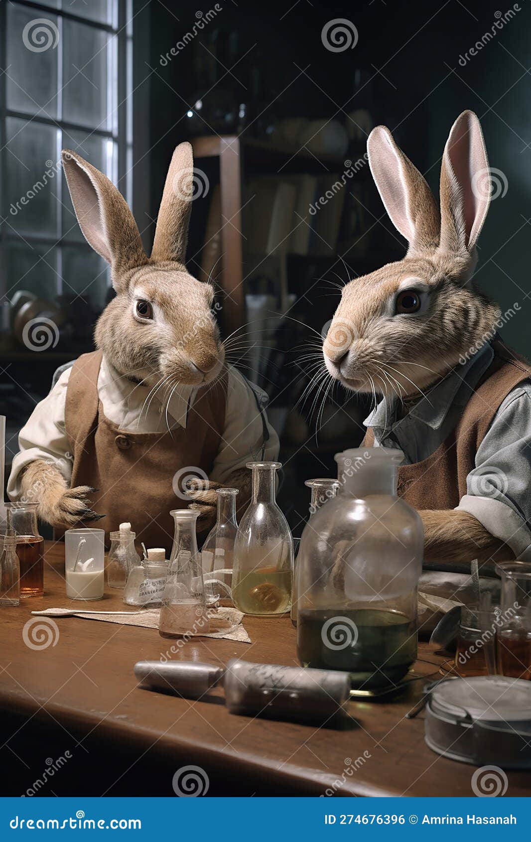 Rabbits Wearing Scientist Costumes in the Laboratory. Generative AI ...