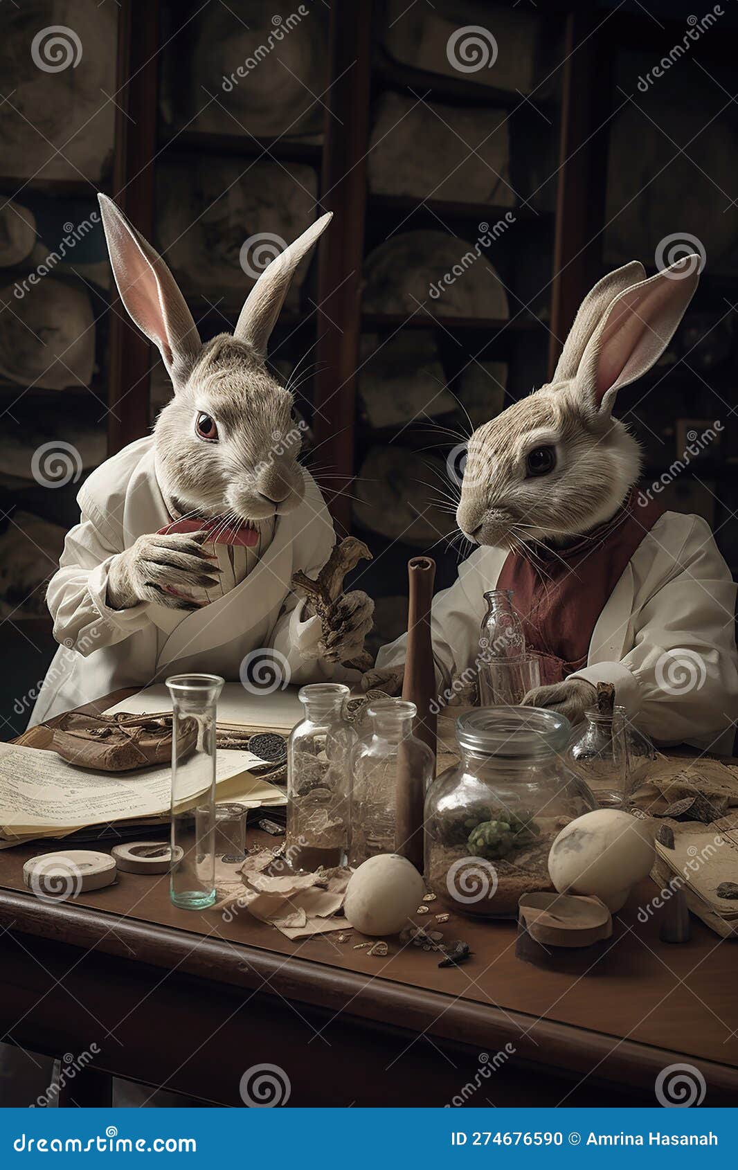 Rabbits Wearing Scientist Costumes in the Laboratory. Generative AI ...