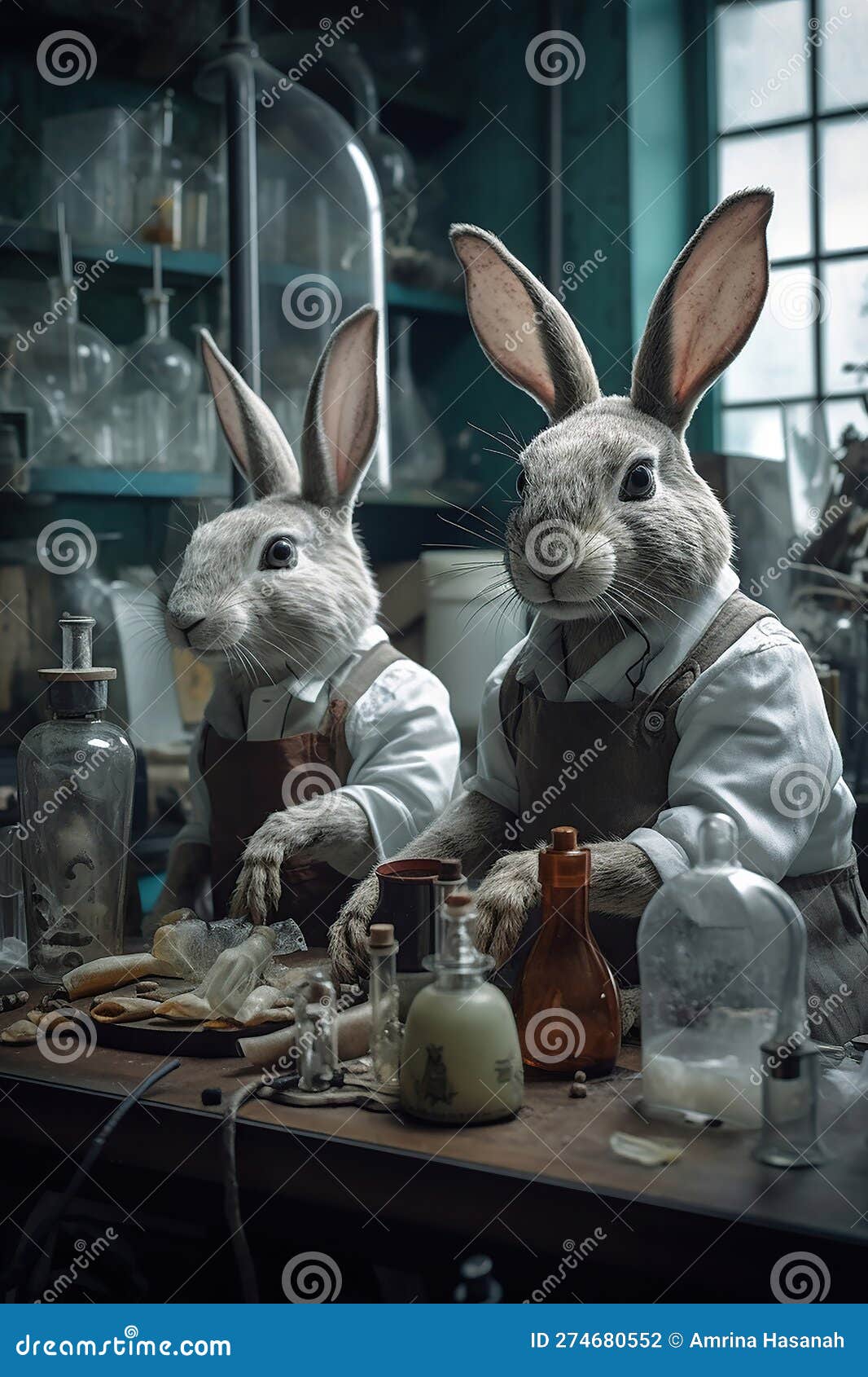 Rabbits Wearing Scientist Costumes in the Laboratory. Generative AI ...
