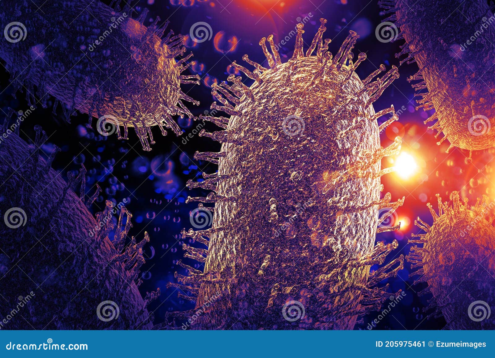 Rabies Virus 3D Illustration Stock Illustration - Illustration of cells ...