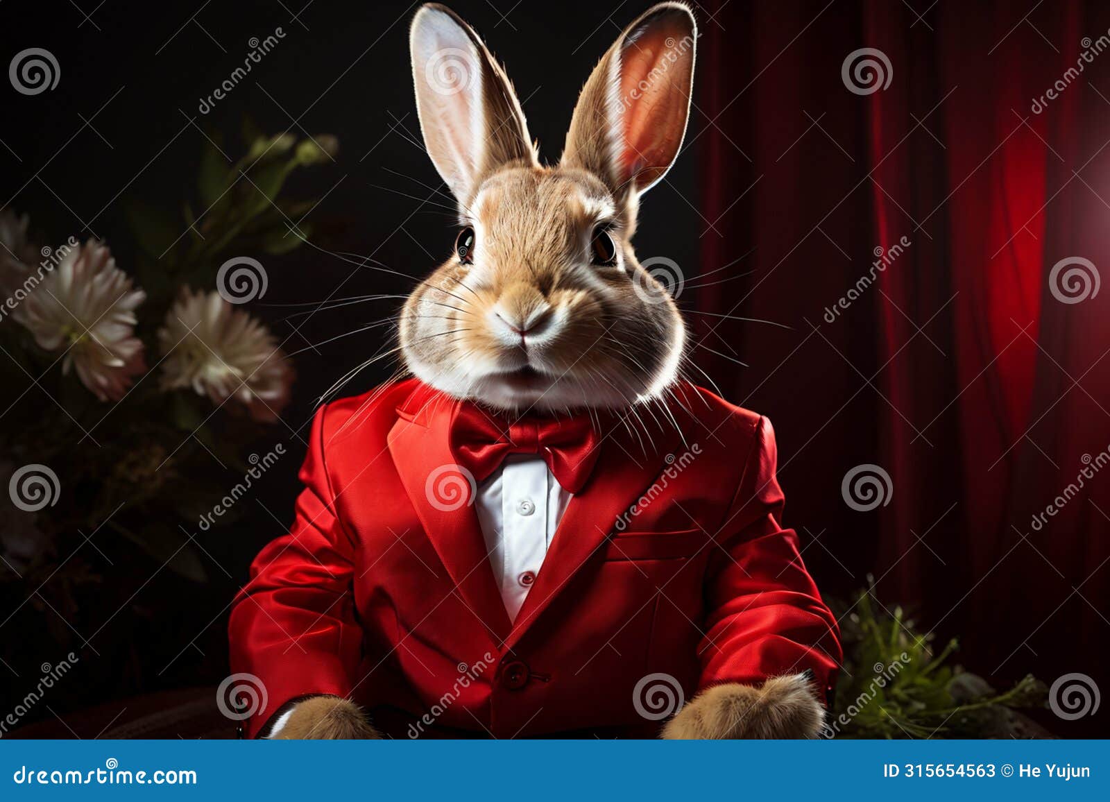 Rabbbit in red suit stock illustration. Illustration of rabbbit - 315654563