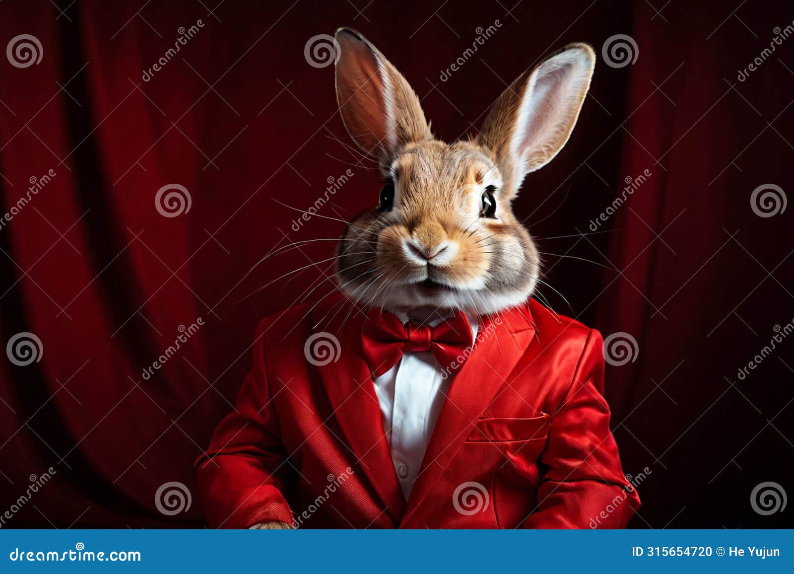 Rabbbit in red suit stock illustration. Illustration of suit - 315654720