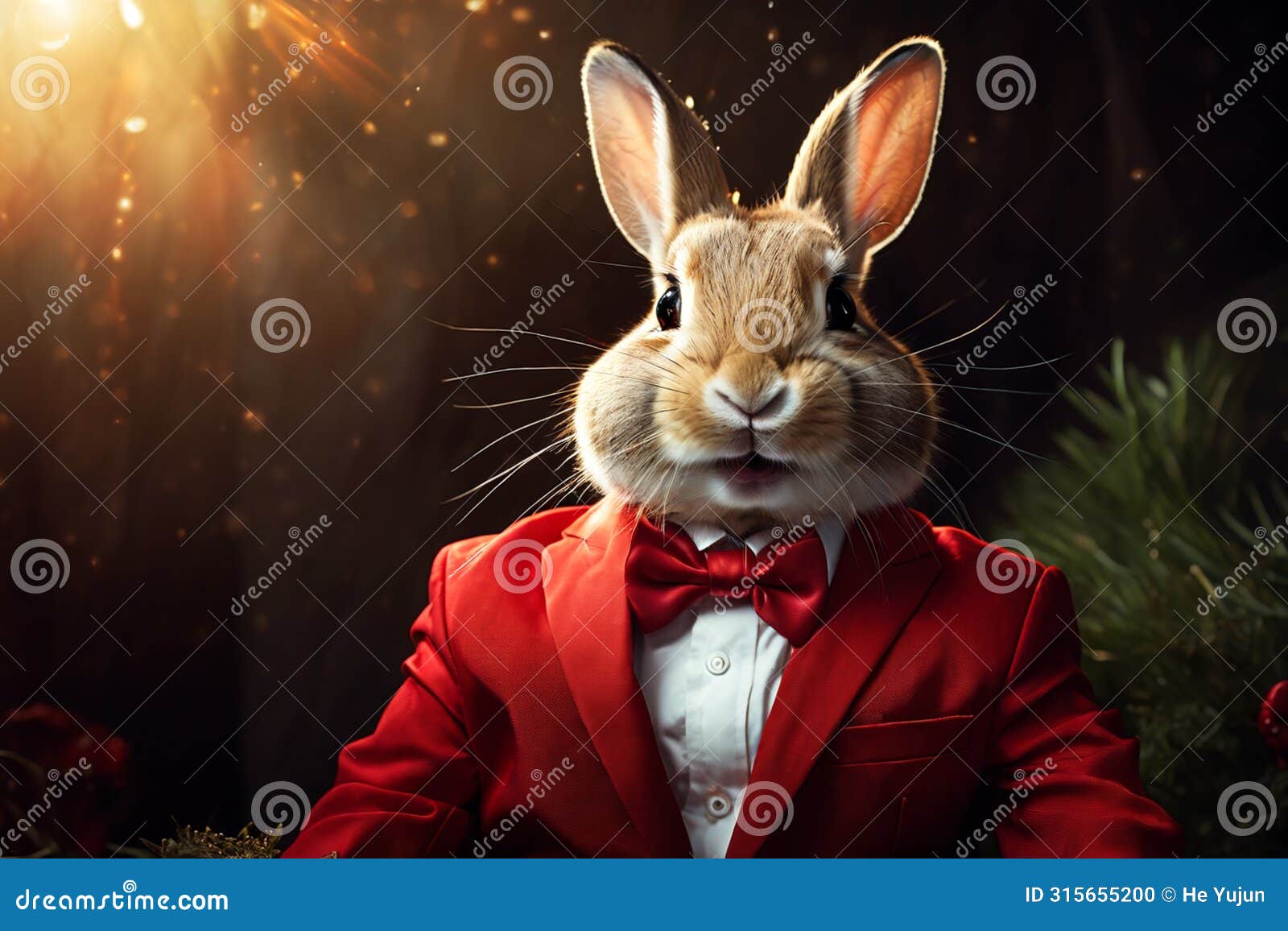 Rabit in red suit stock illustration. Illustration of rabbit - 315655200