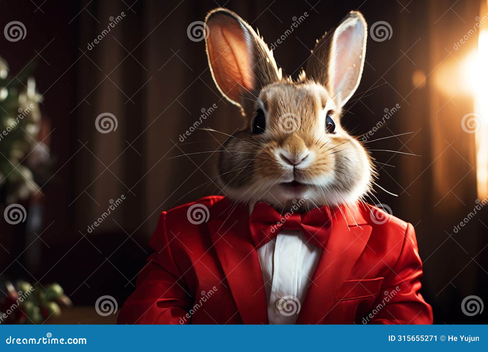 Rabit in red suit stock illustration. Illustration of luck - 315655271