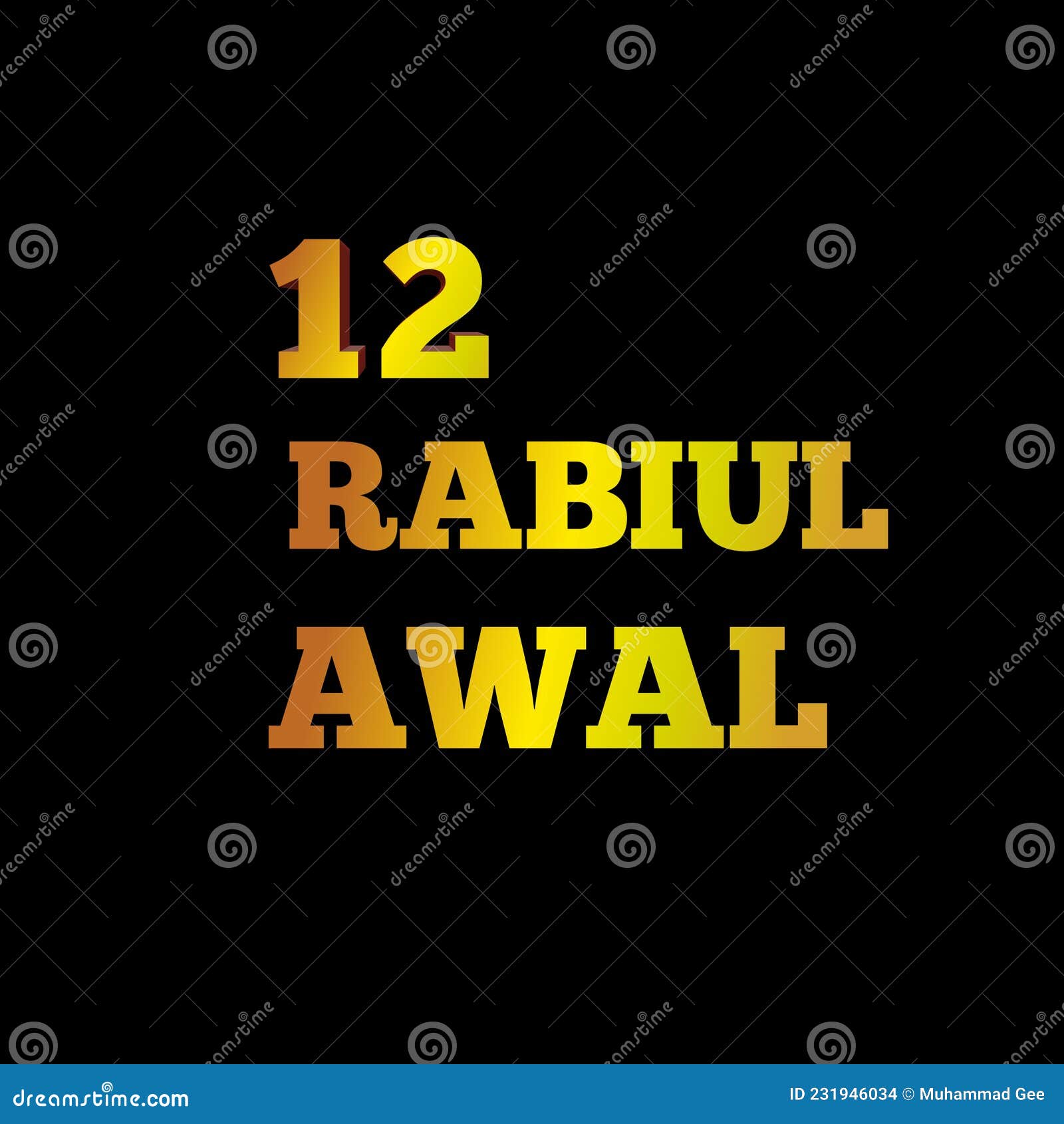 12 rabiul awal 3d text stock illustration. Illustration of presentation ...