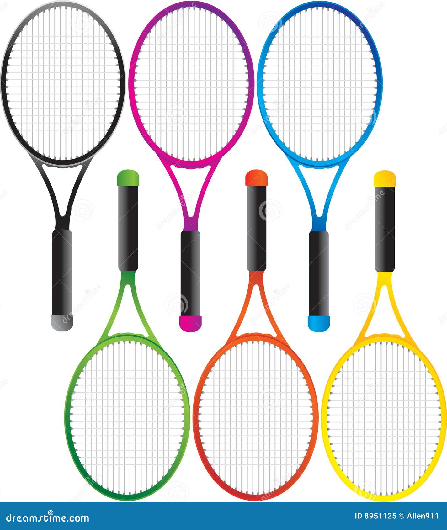Racchette Di Tennis Colorate Multiple Illustrazione Vettoriale ...