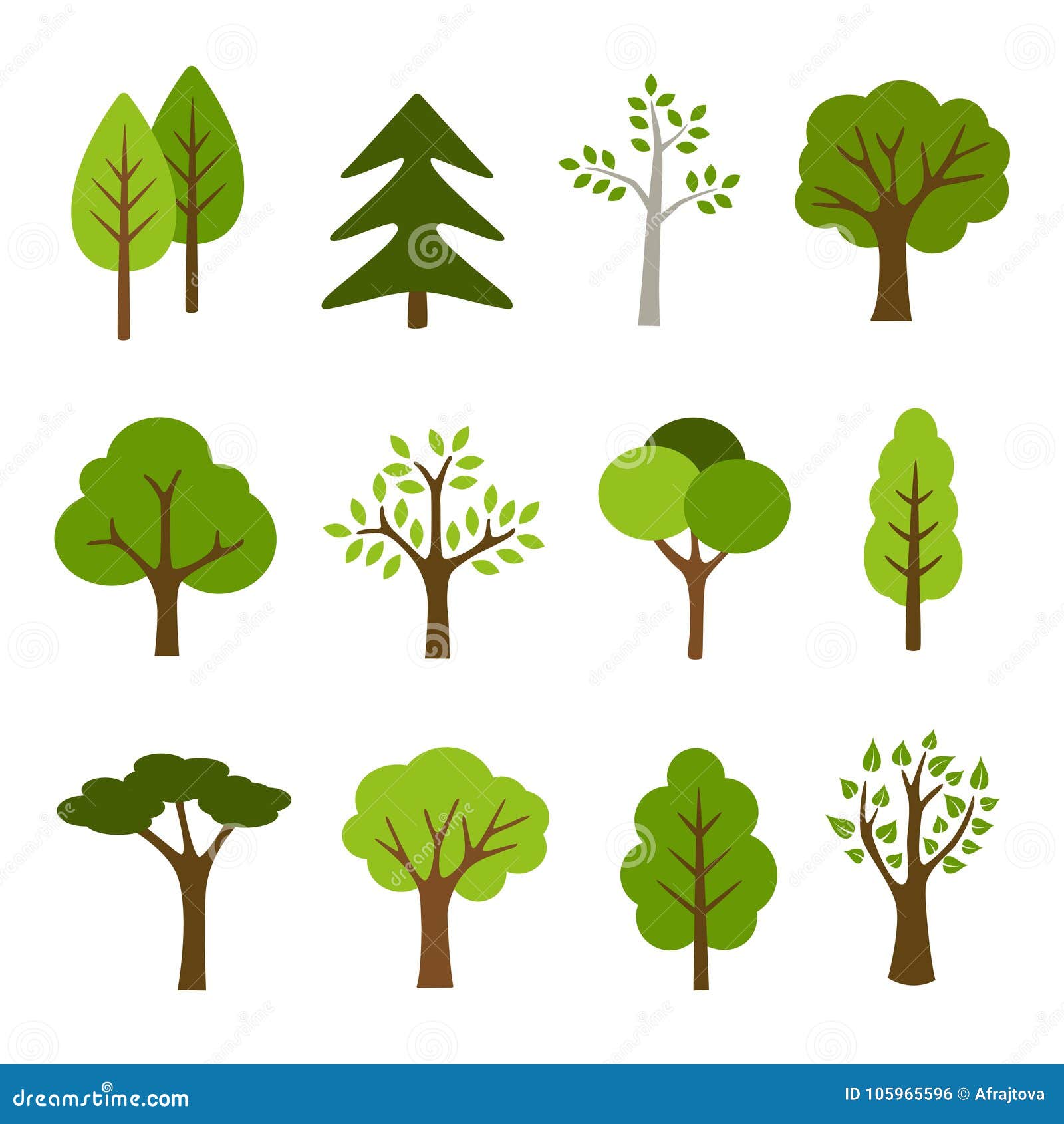 Raccolta Delle Icone Degli Alberi Illustrazione Vettoriale ...