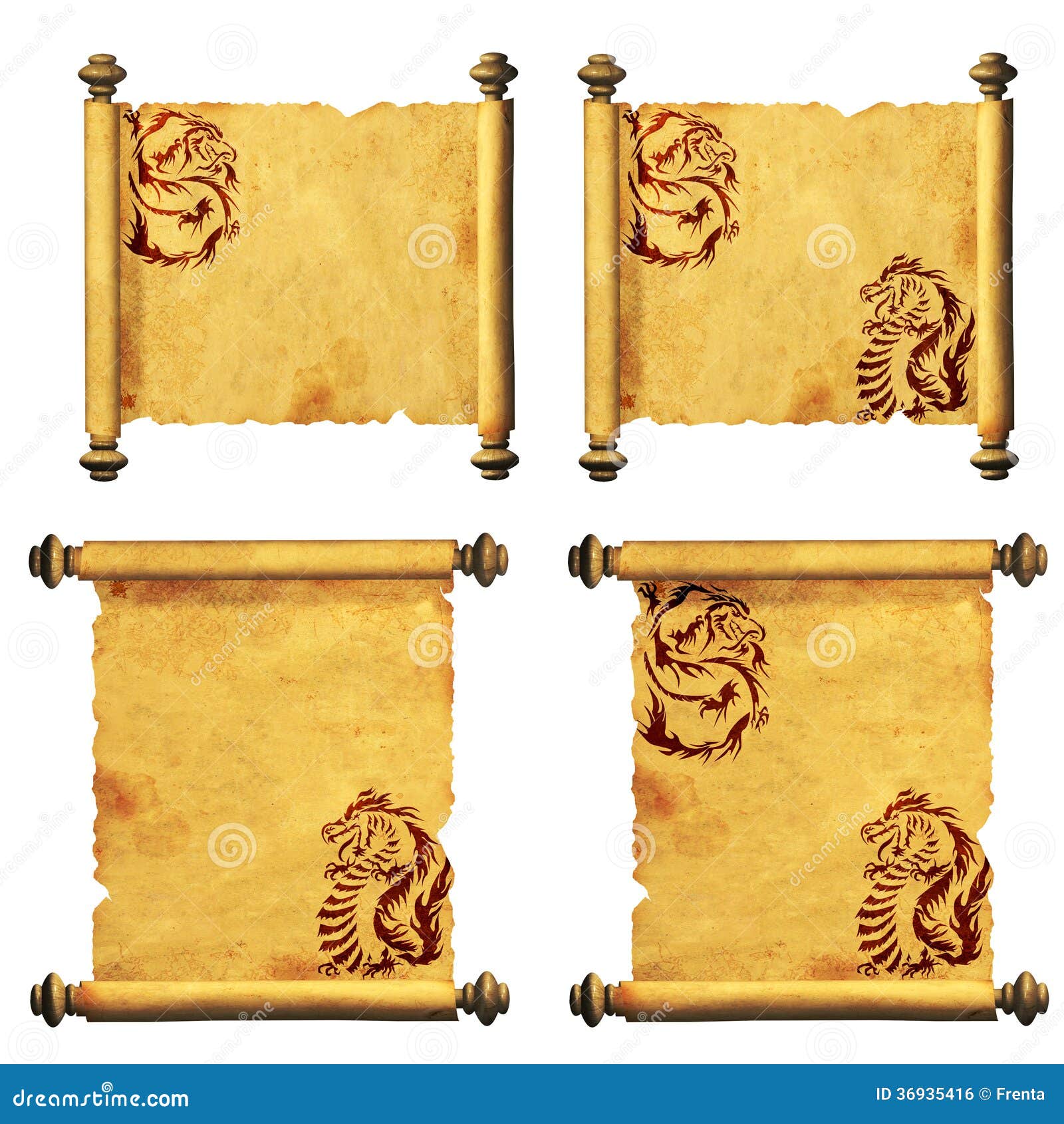 Raccolta Delle Pergamene Antiche Illustrazione di Stock - Illustrazione ...