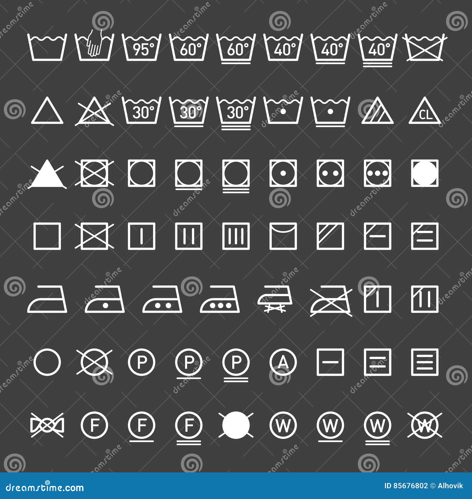 Raccolta Di Simboli Della Lavanderia Illustrazione Vettoriale ...