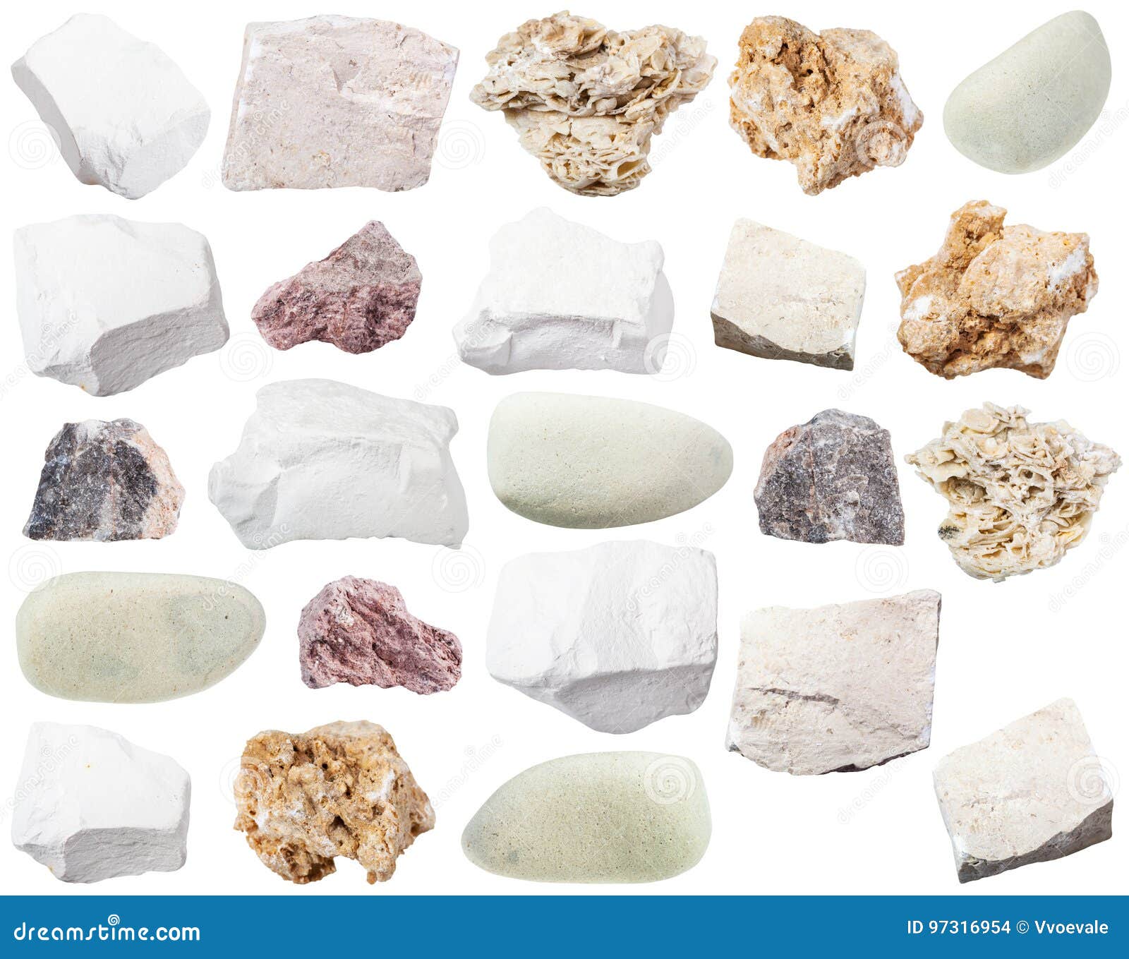 Raccolta Di Varie Rocce Del Calcare Isolate Fotografia Stock - Immagine ...