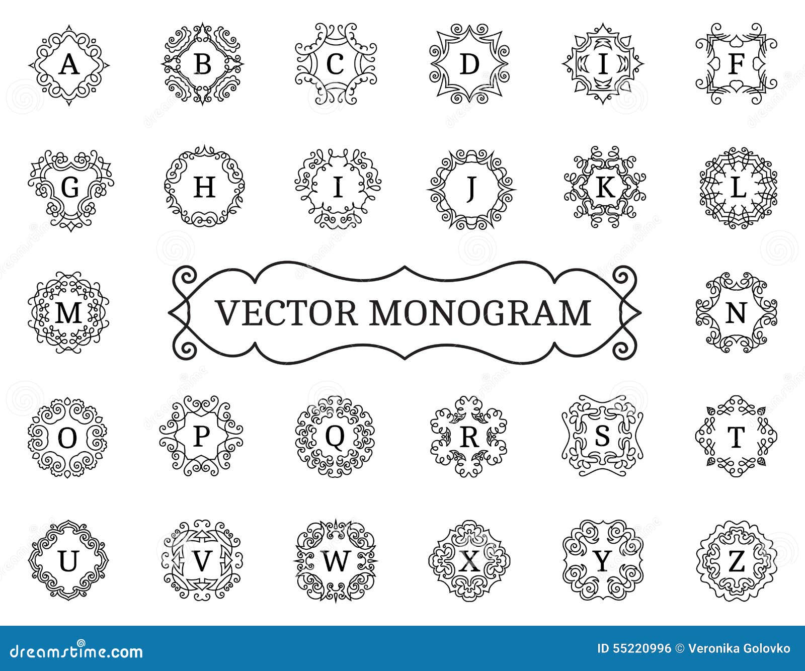 Raccolta Elegante Del Monogramma Di Vettore Illustrazione Vettoriale ...