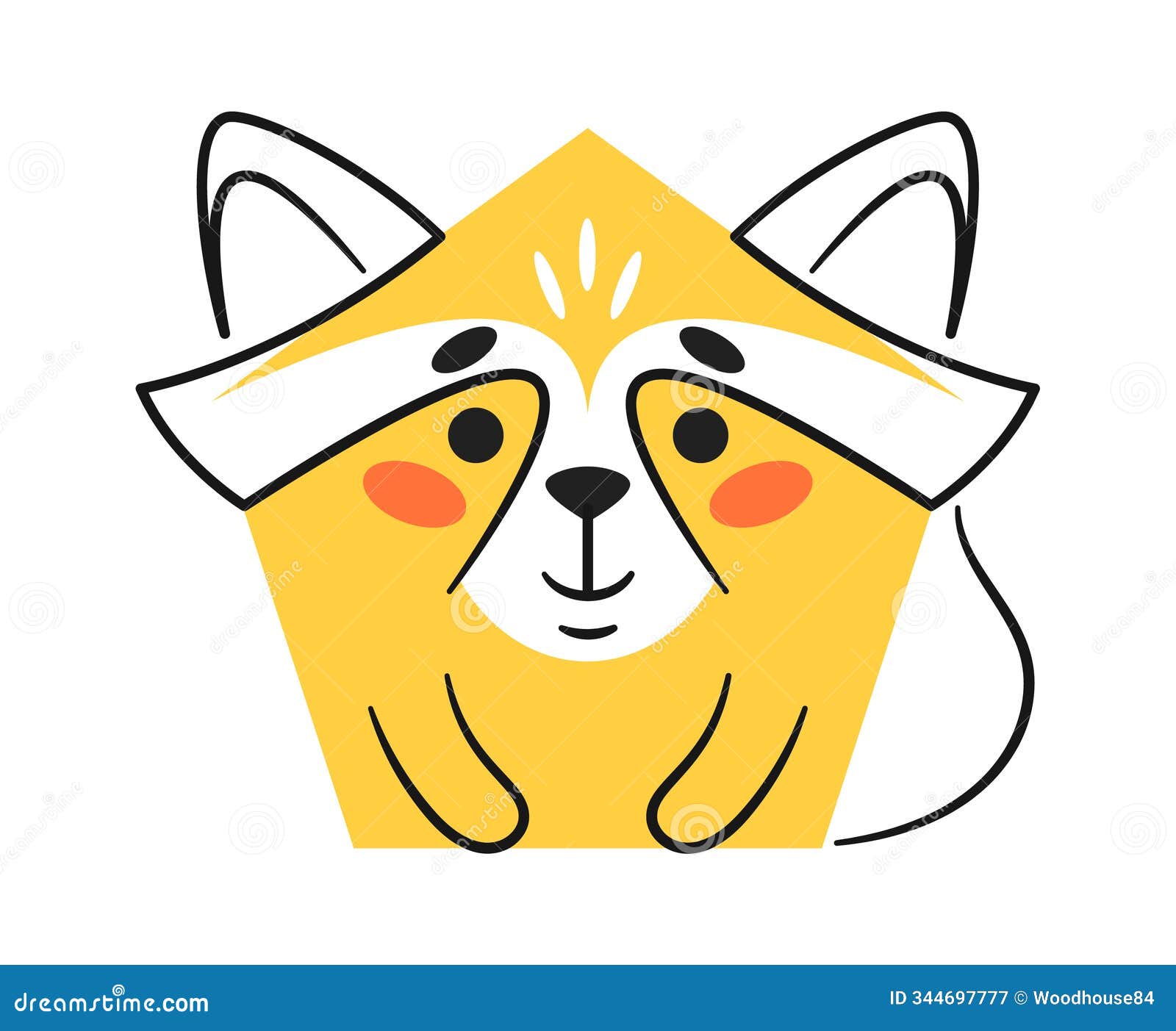 Raccoon Animal Pentagon Geometric Shape Stock Illustration ...