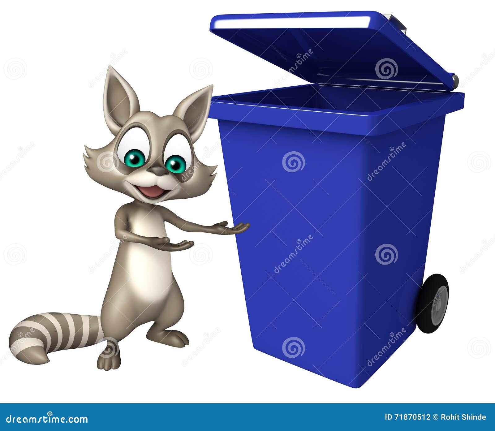 Raccoon Cartoon Character with Dustbin Stock Illustration ...