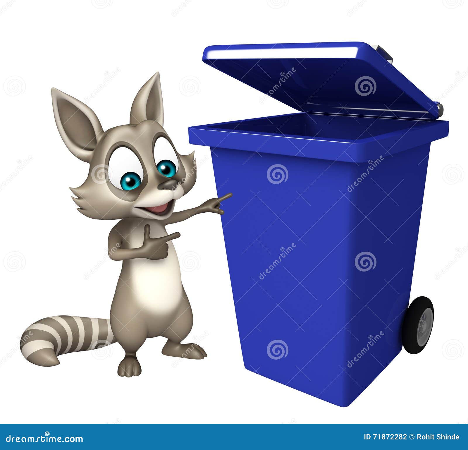 Raccoon Cartoon Character with Dustbin Stock Illustration ...