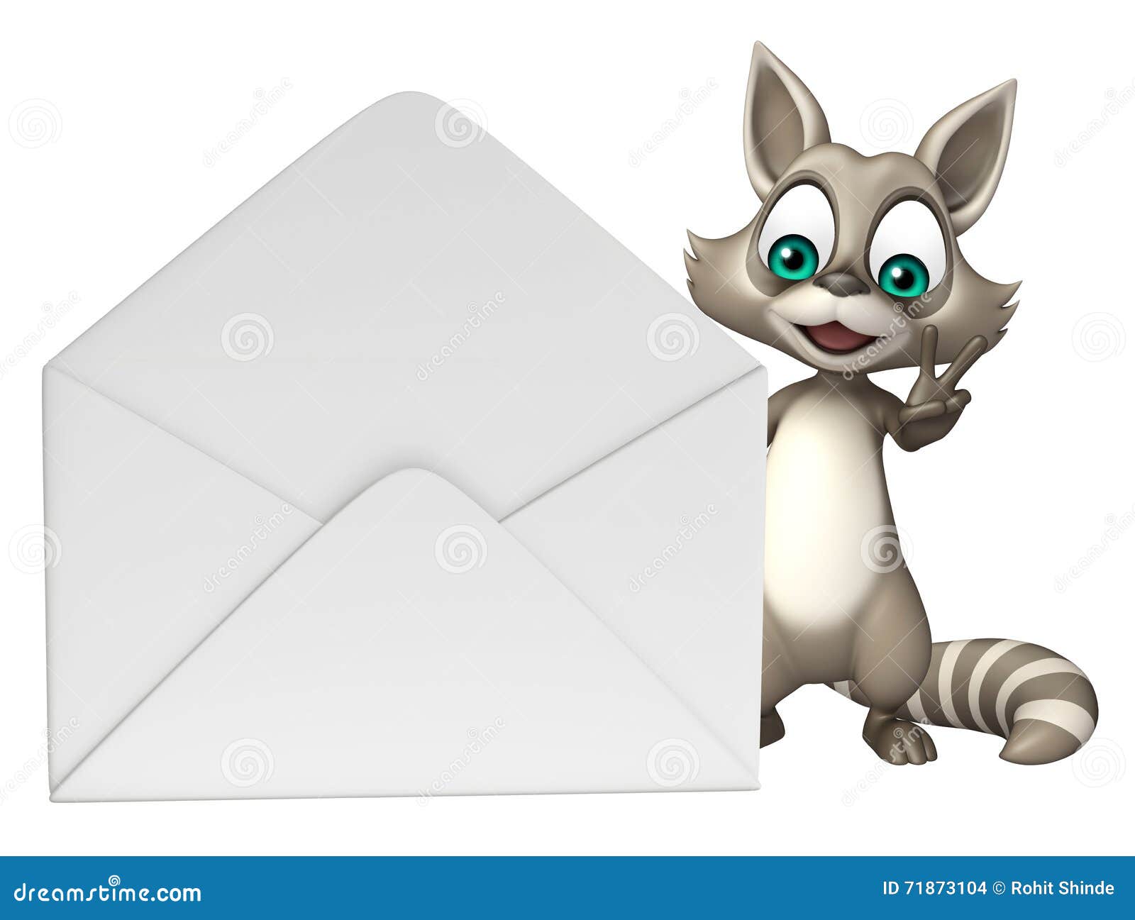 Raccoon Cartoon Character with Mail Stock Illustration - Illustration ...