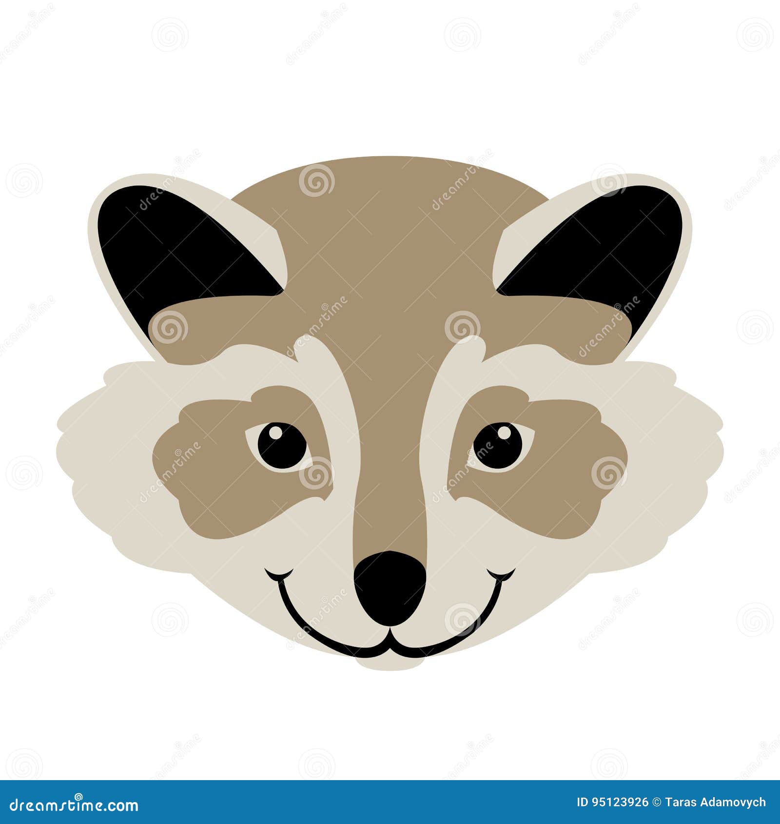 Raccoon Cartoon Face Vector Illustration Style Flat Stock Vector ...