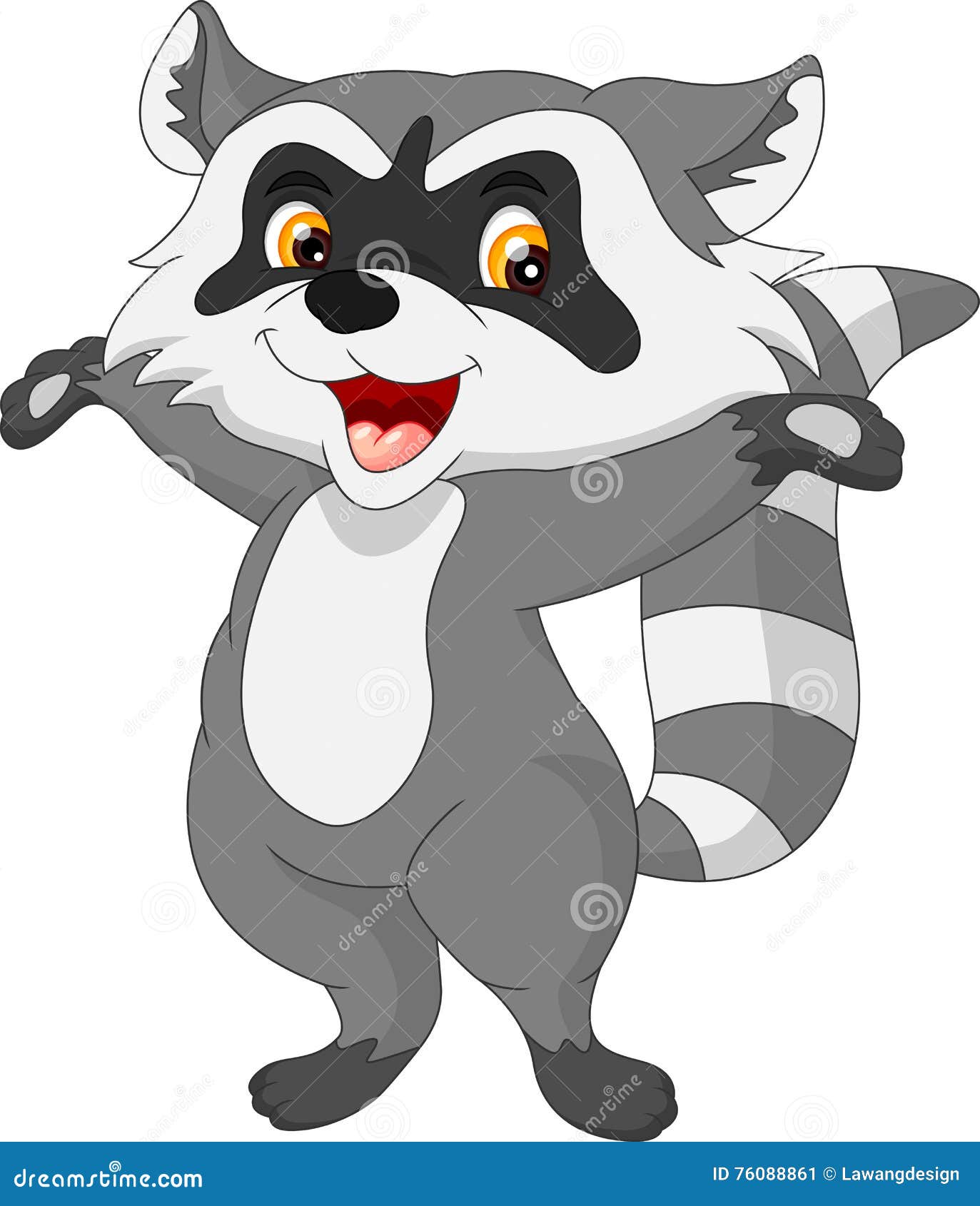Raccoon cartoon stock vector. Illustration of happy, nature - 76088861