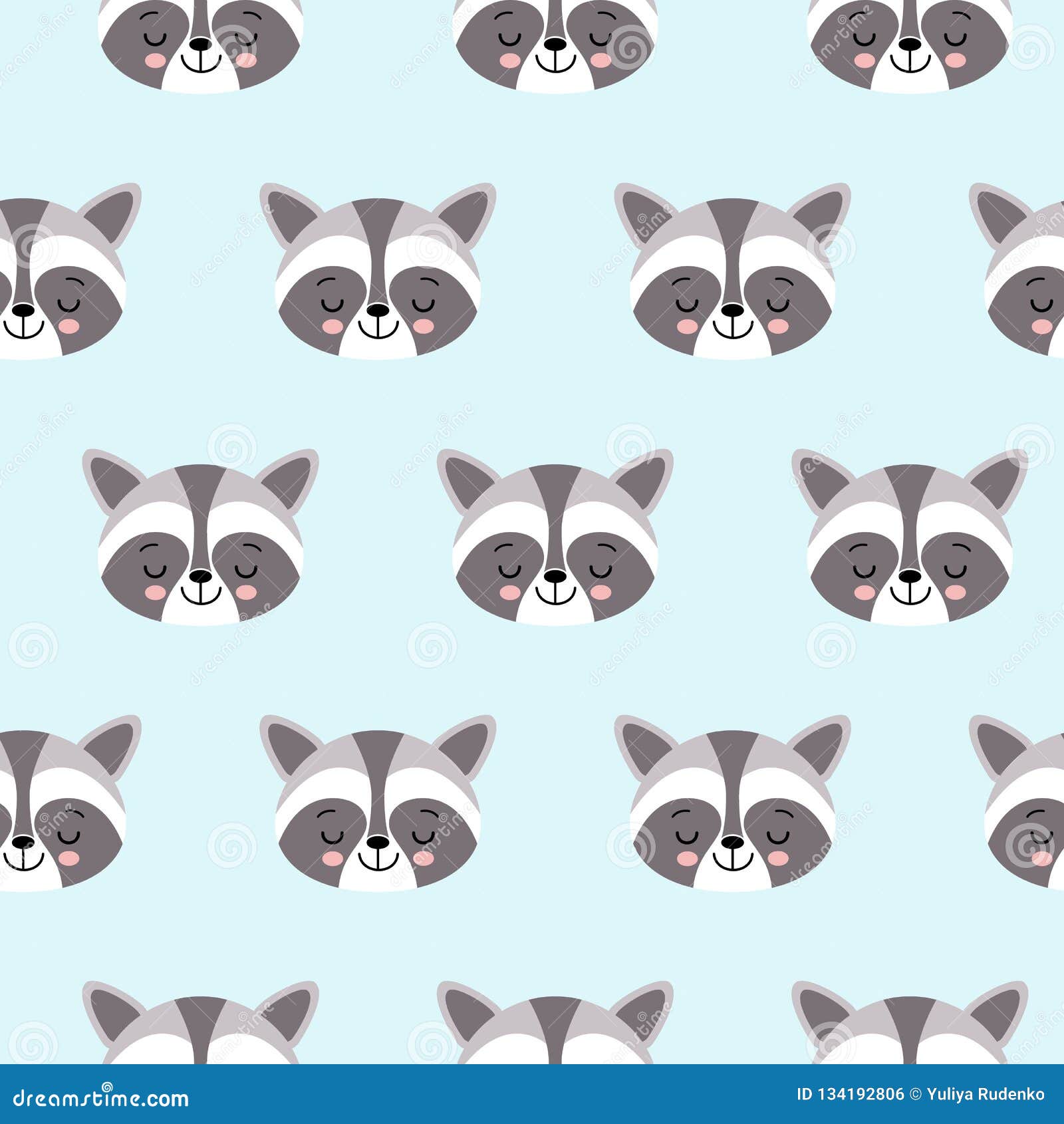Raccoon Cute Seamless Pattern, Cartoon Background, Vector Illustration ... Raccoon Cute Seamless Pattern, Cartoon Background, Vector Illustration ...
