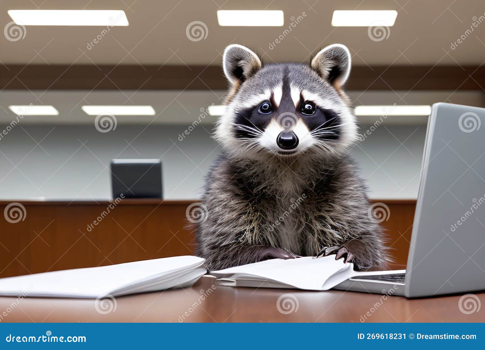 Raccoon Diligently Doing Paper Work At Office Desk Royalty-Free Stock ...