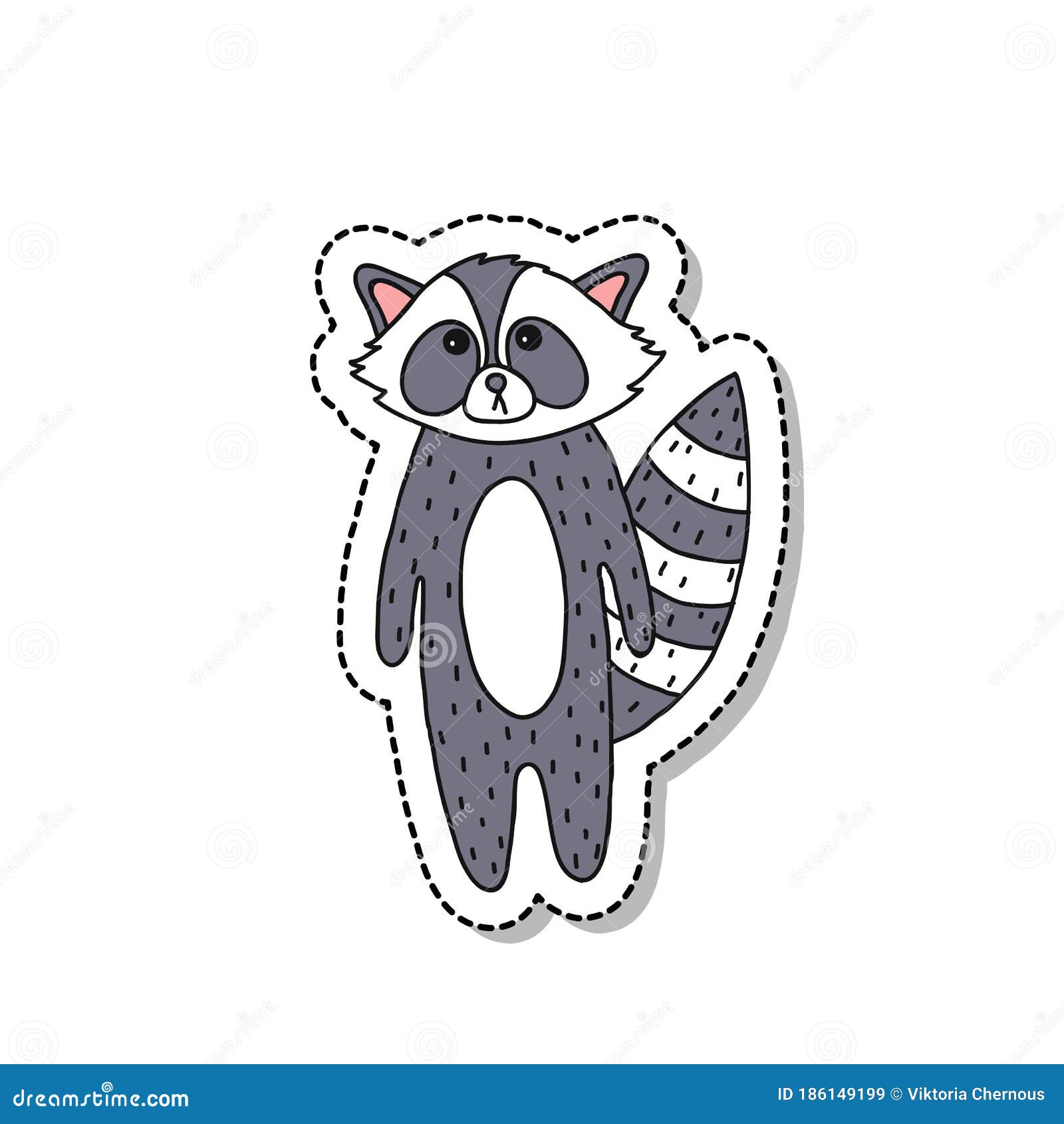 Raccoon Doodle. Hand Drawn Lines Cartoon Vector Illustration Isolated ...
