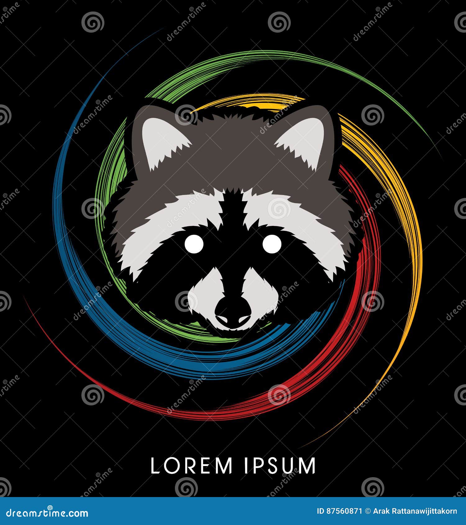 Raccoon Face Emotions. Facial Expression. Vector Illustration. Funny ...