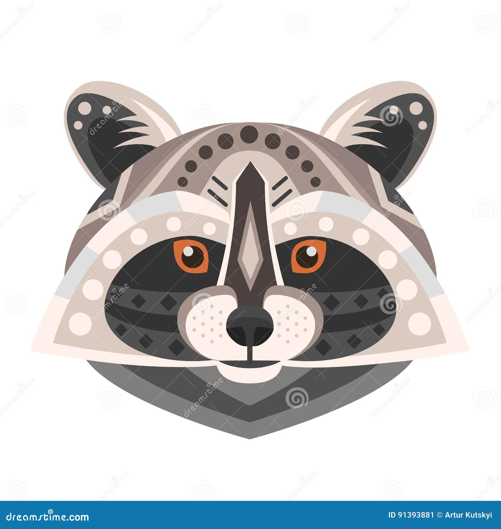 Raccoon Head Coloring Page Vector Illustration | CartoonDealer.com ...