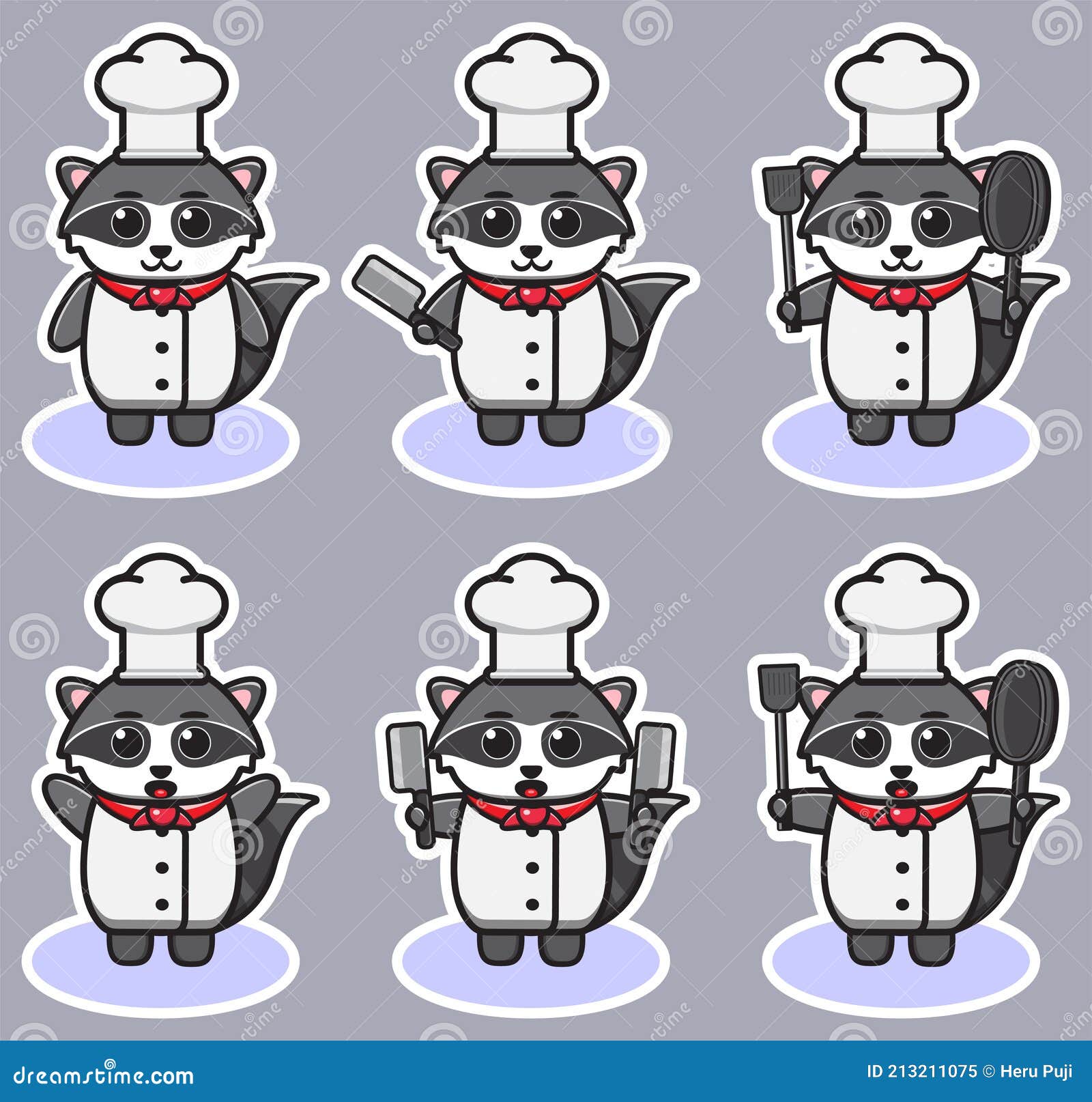 Vector Illustration of Cute Raccoon Chef Cartoon. Stock Vector ...