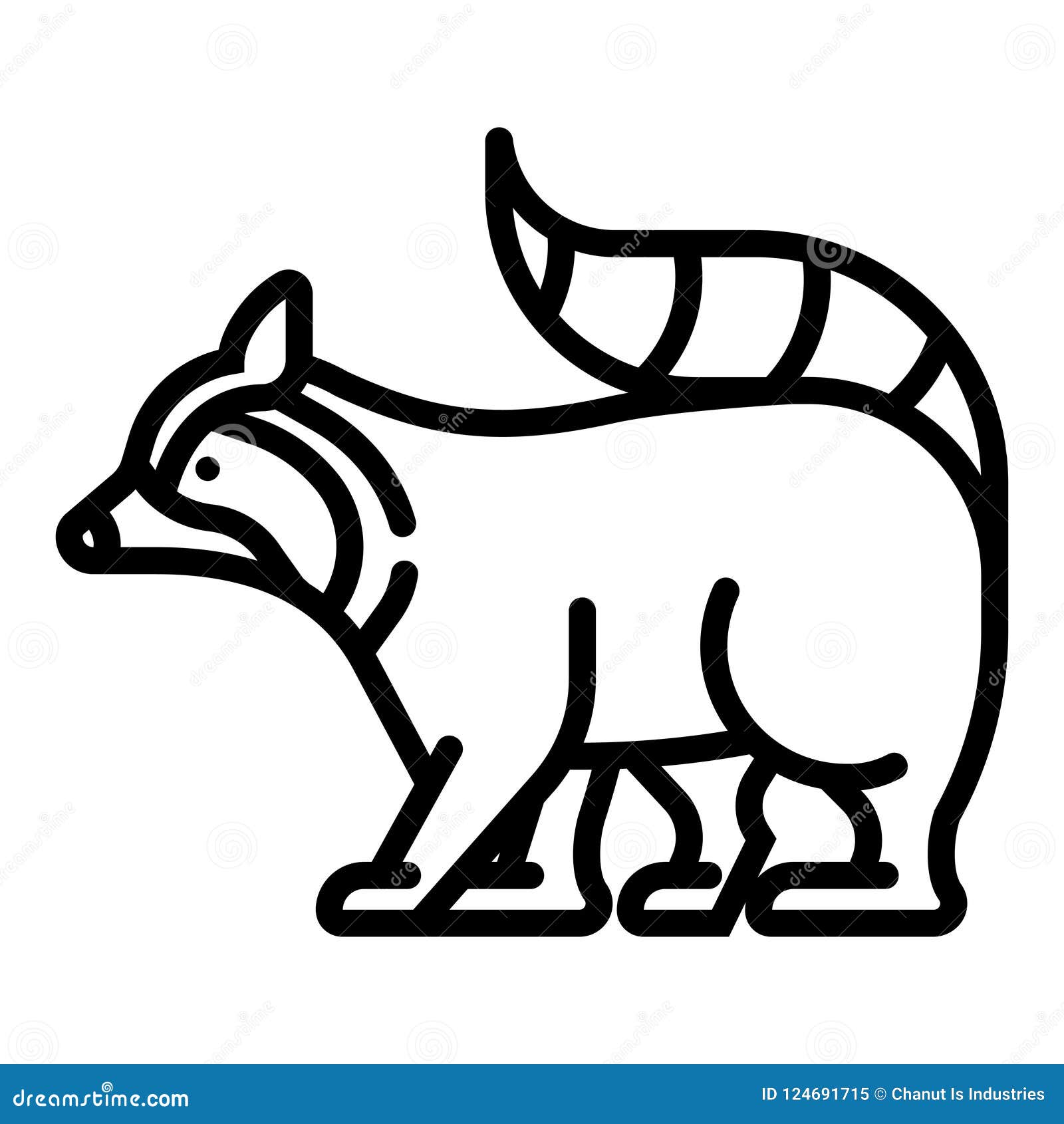 Raccoon Line illustration stock vector. Illustration of animal - 124691715