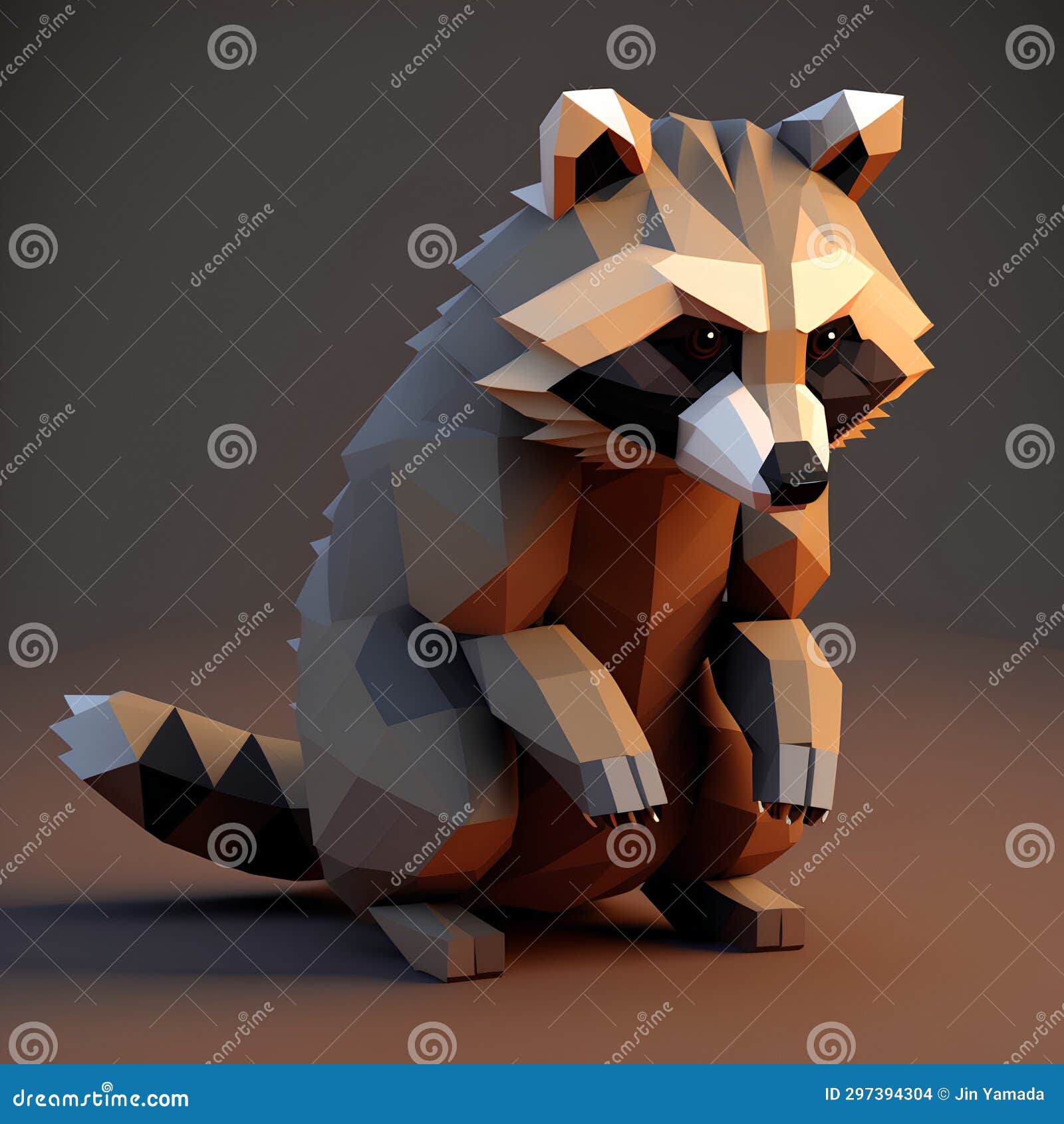 Raccoon in Low Poly Style Isolated on Dark Background. 3d Illustration ...