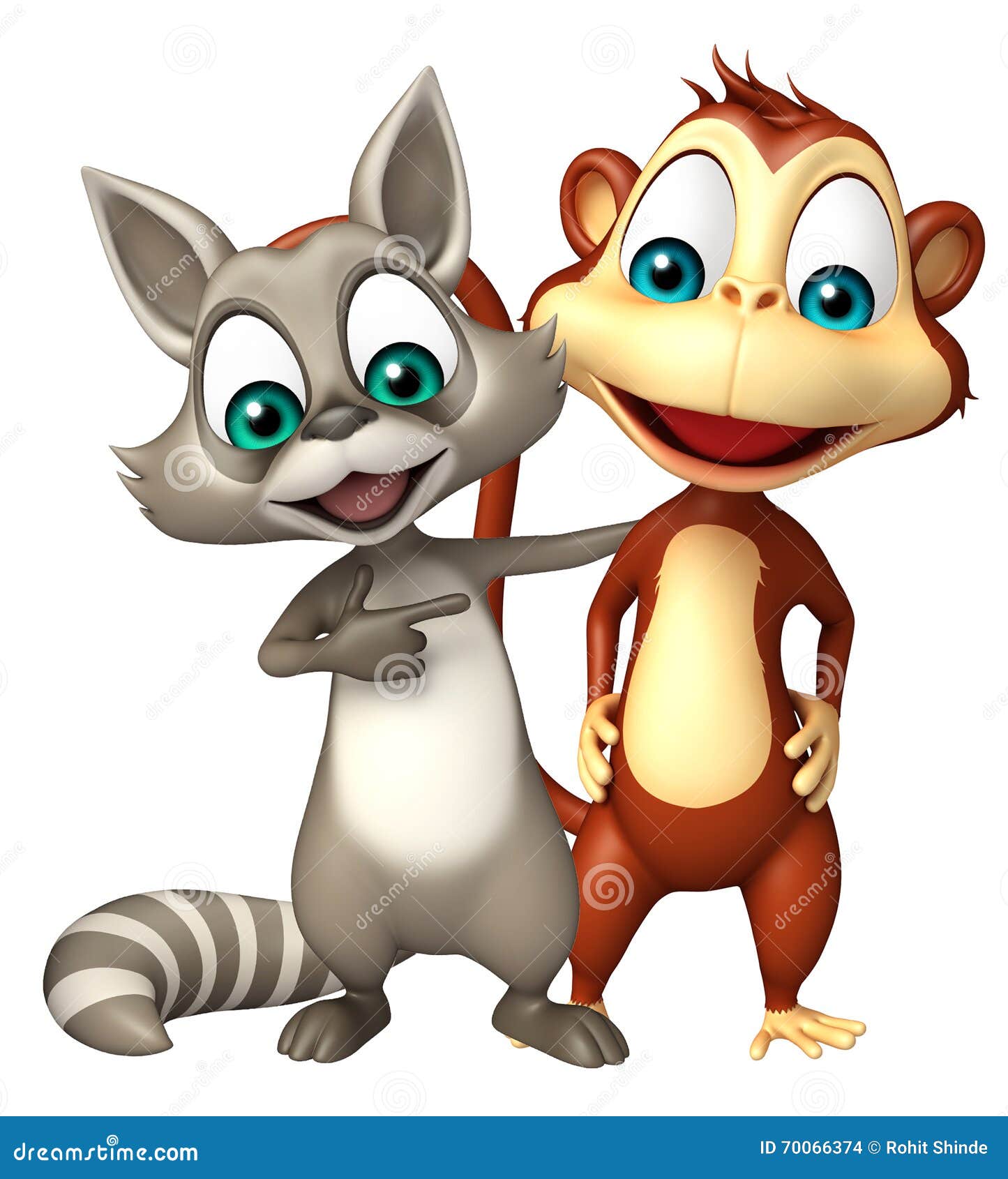 Raccoon and Monkey Collection Stock Illustration - Illustration of ...