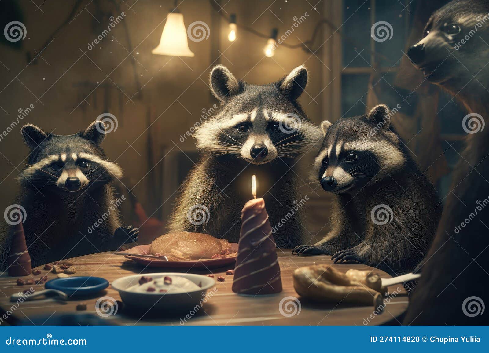 Raccoon Party. AI Generated Stock Illustration - Illustration of ...