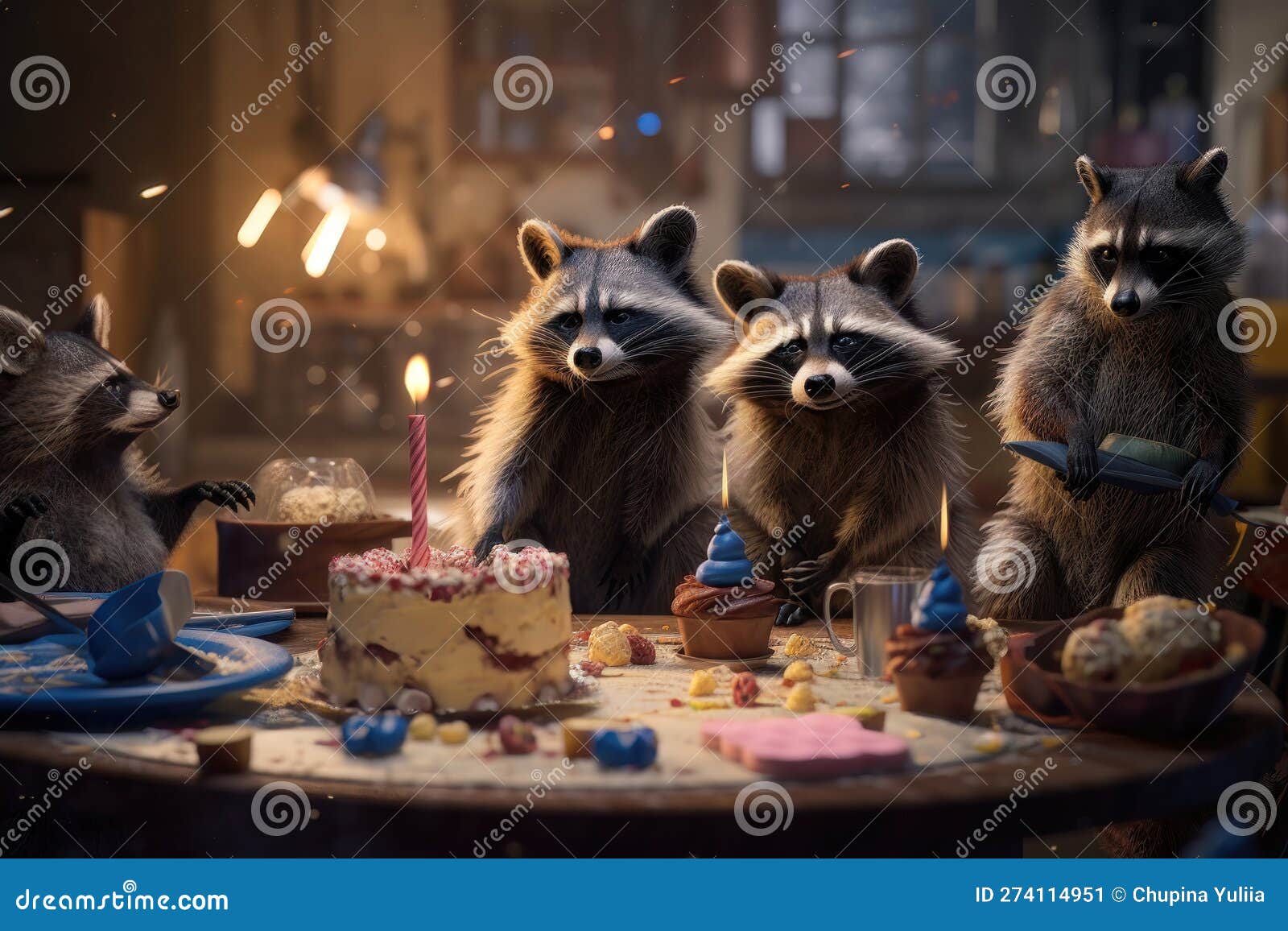 Raccoon Party. AI Generated Stock Illustration - Illustration of ...