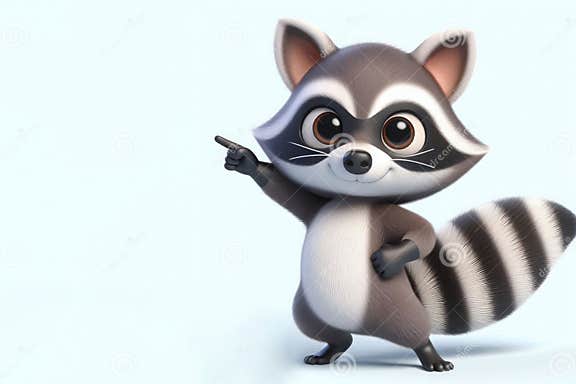 Raccoon Pointing in One Direction. Space for Text. Stock Illustration ...