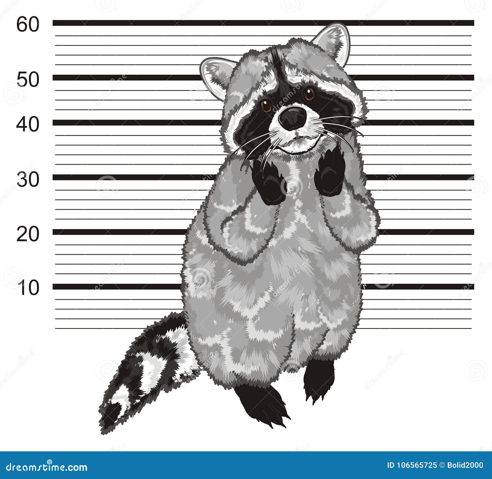 Raccoon in prison stock illustration. Illustration of striped - 106565725