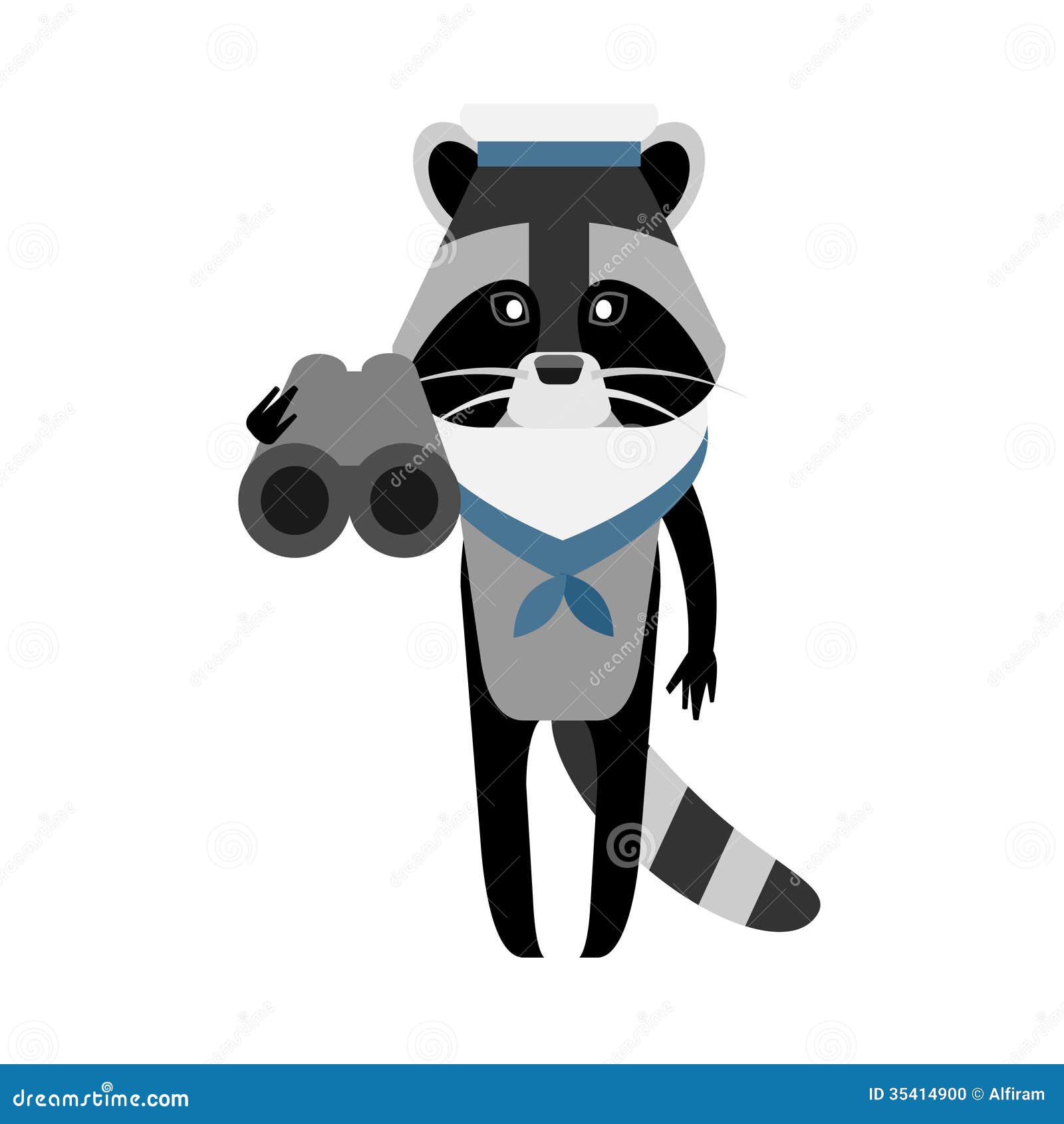 Raccoon Sailor Fishing Cartoon Vector | CartoonDealer.com #35414831