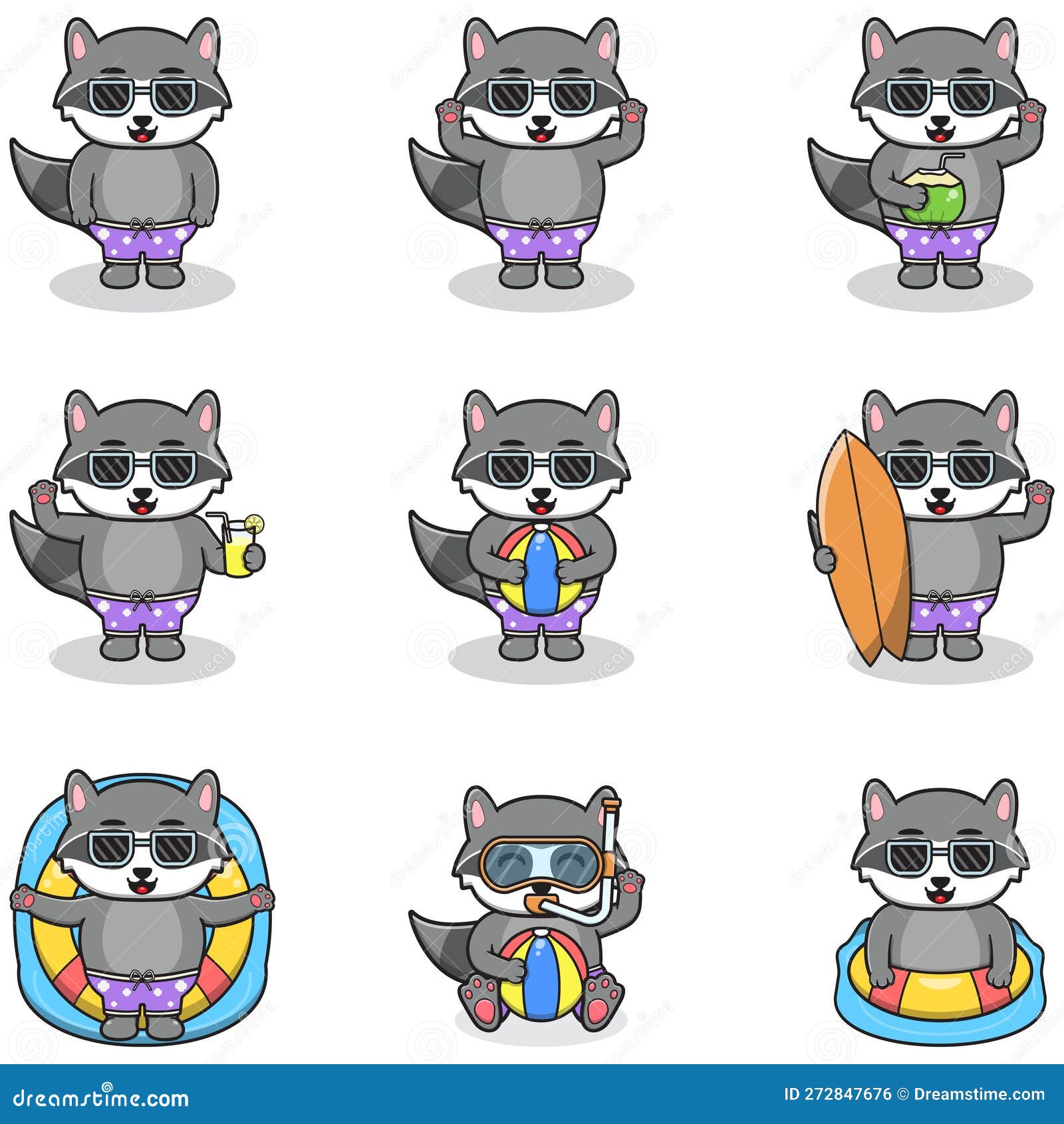 Summer Cute Raccoon Vector Illustration Cartoon . Stock Vector ...