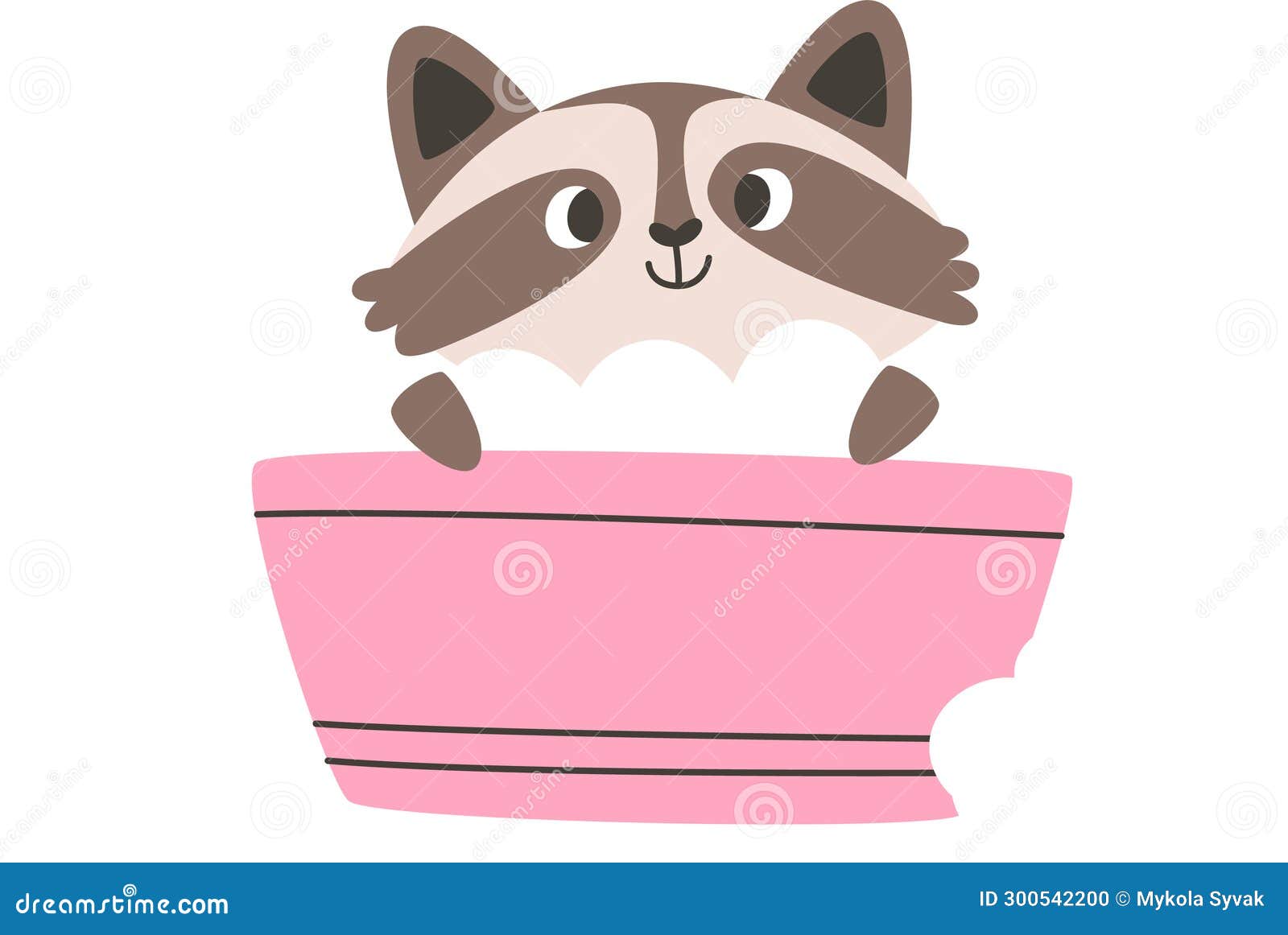 Raccoon Taking Bath stock illustration. Illustration of happy - 300542200
